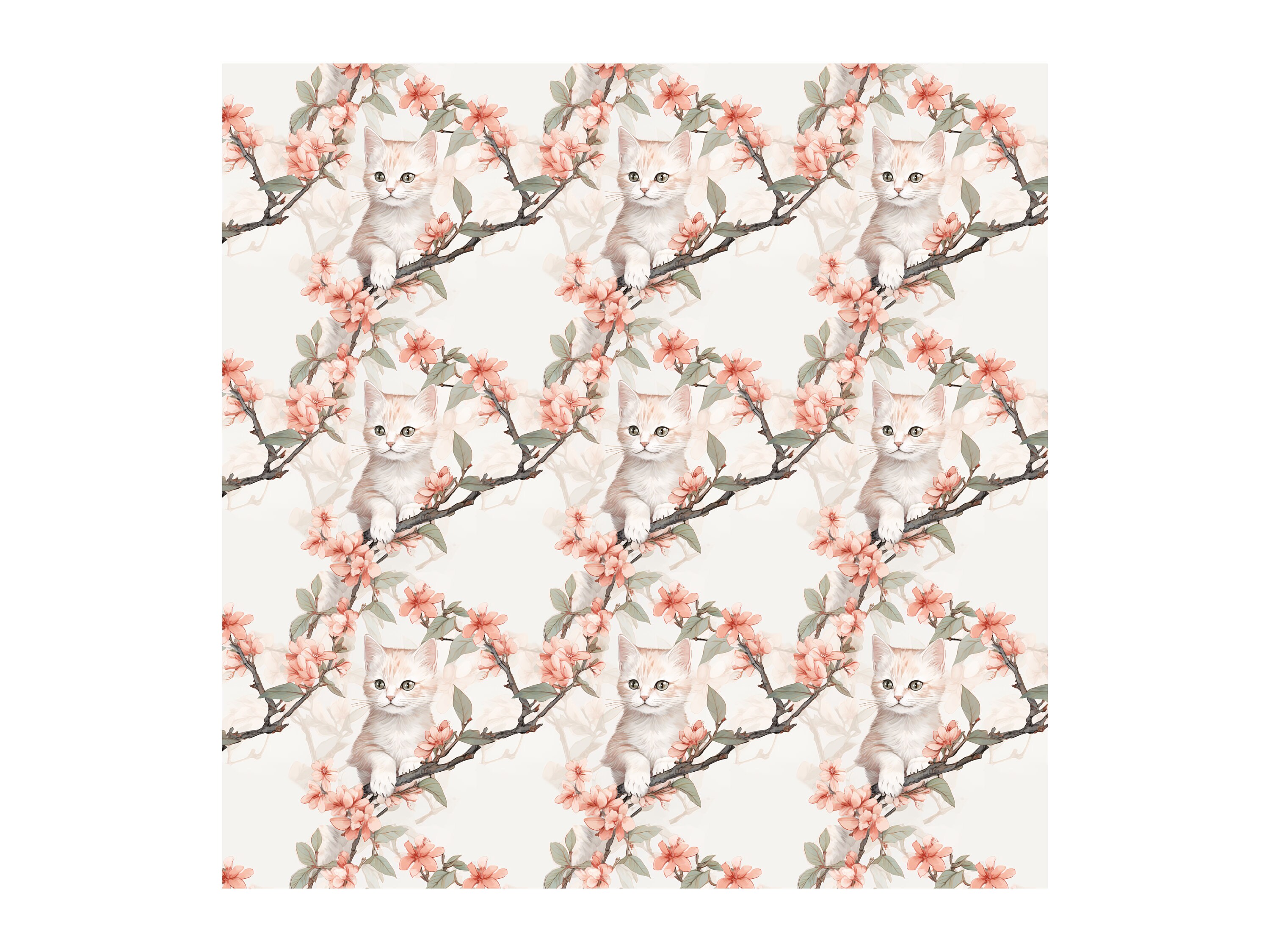 Seamless Chinoiserie Paper, Cat Seamless Pattern, Cat Wallpaper, Cat ...