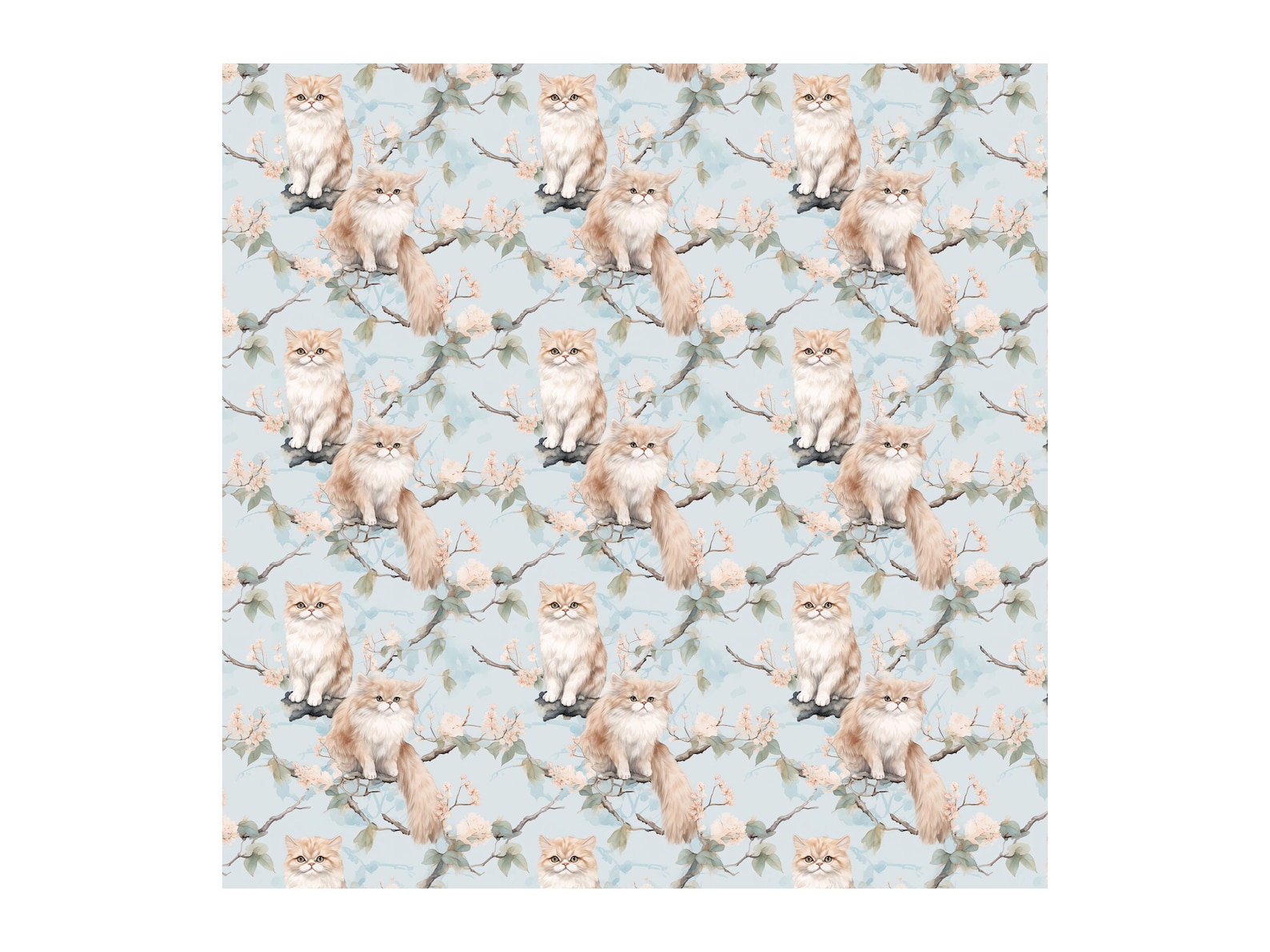 Seamless Chinoiserie Paper, Cat Seamless Pattern, Cat Wallpaper, Cat ...