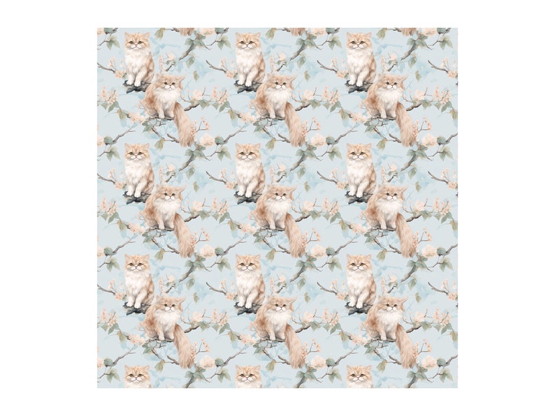 Seamless Chinoiserie Paper, Cat Seamless Pattern, Cat Wallpaper, Cat ...