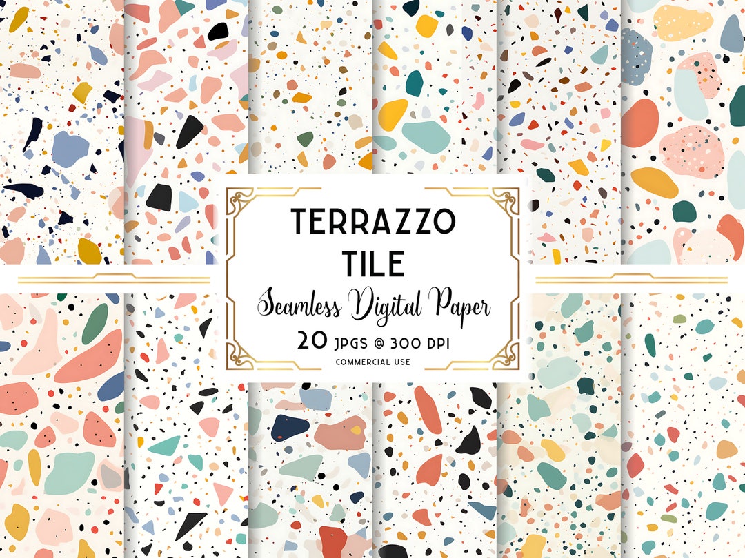 Terrazzo Tile Digital Paper, Terrazzo Seamless Pattern, Tile Wallpaper ...