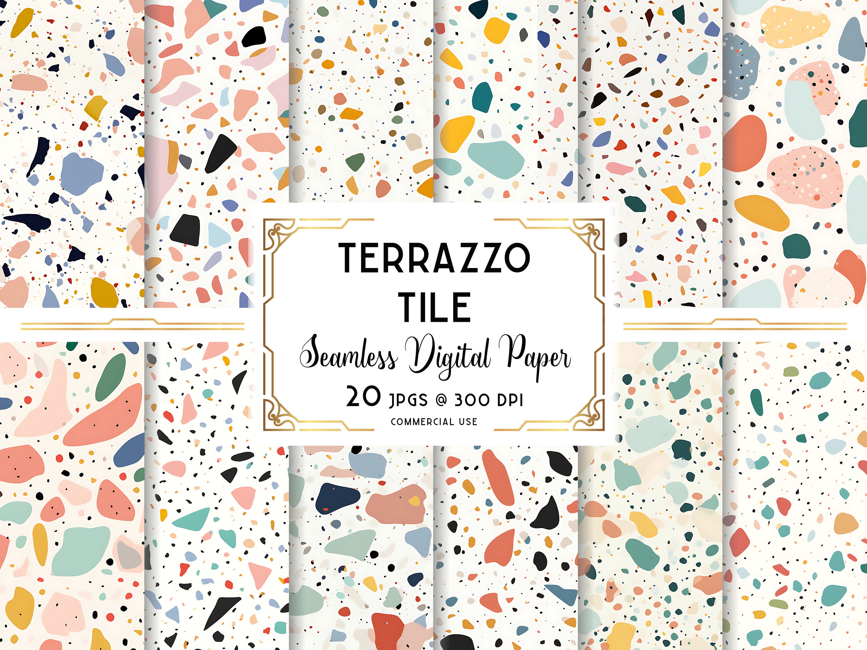 Terrazzo Tile Digital Paper, Terrazzo Seamless Pattern, Tile Wallpaper ...