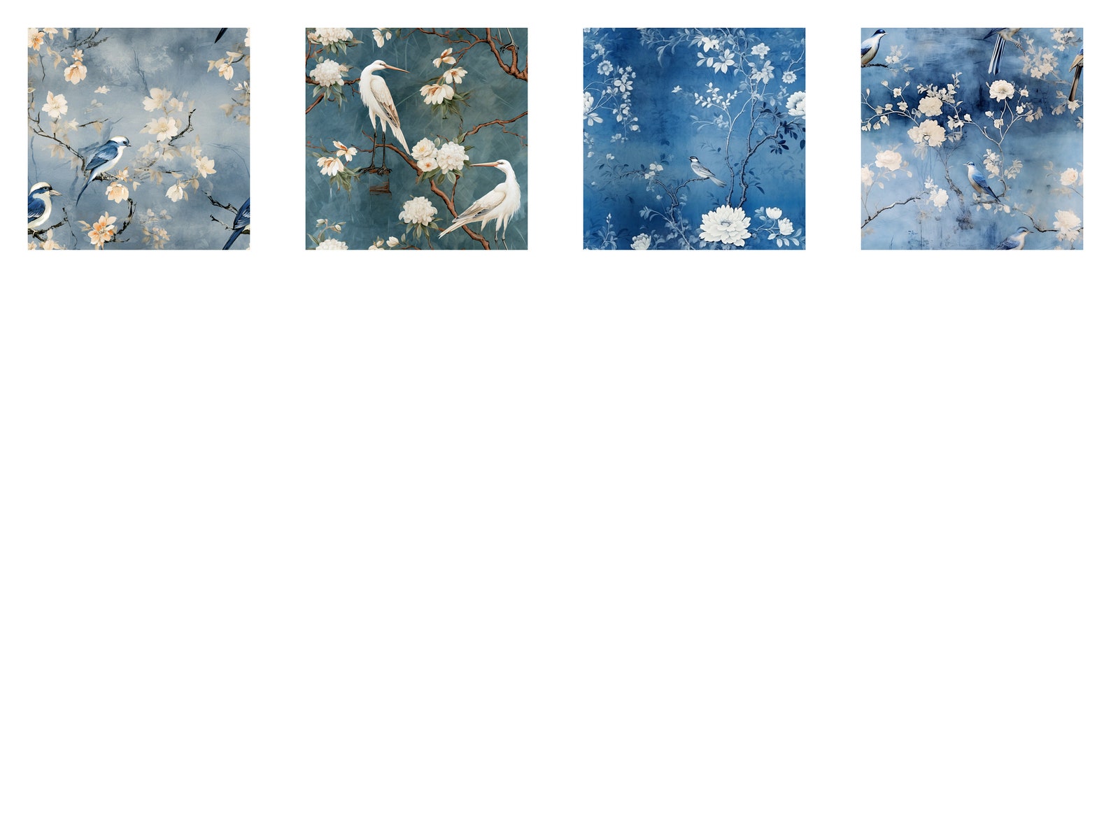 Indigo Chinoiserie Digital Paper, Ultramarine Asian Wallpaper Digital ...