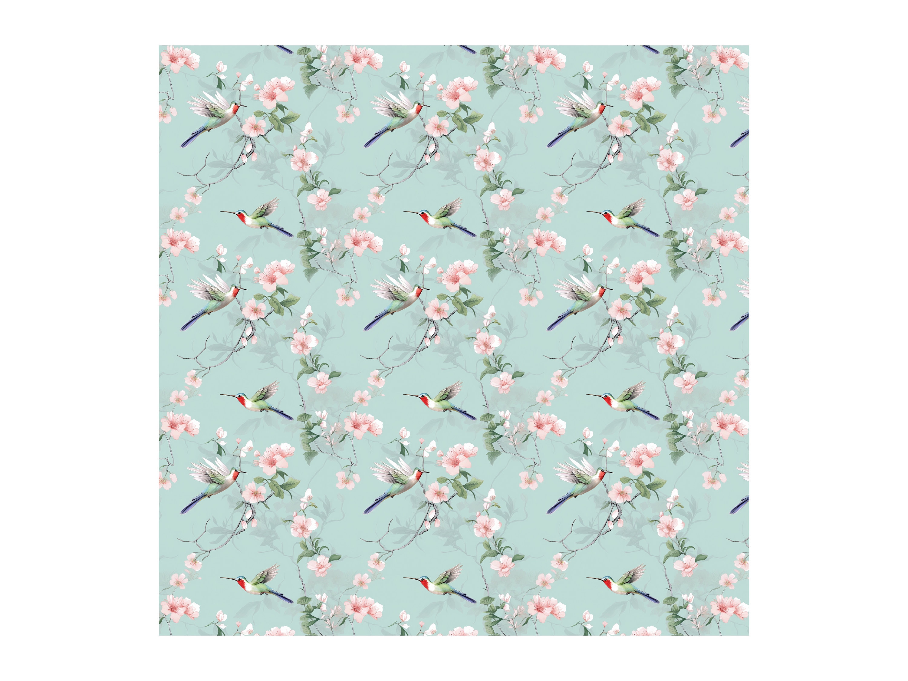 Chinoiserie Digital Paper Hummingbirds Seamless Pattern - Etsy