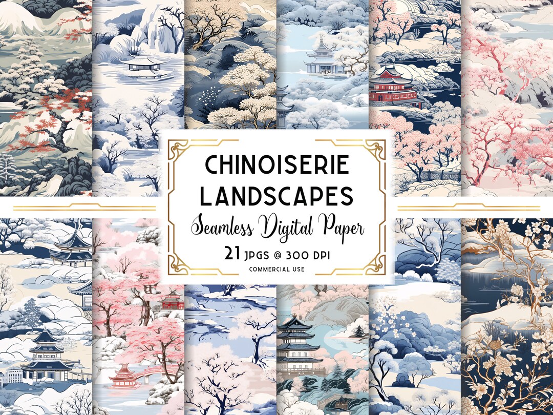 Chinoiserie Digital Art, Asian Seamless Pattern, Japan Wallpaper ...