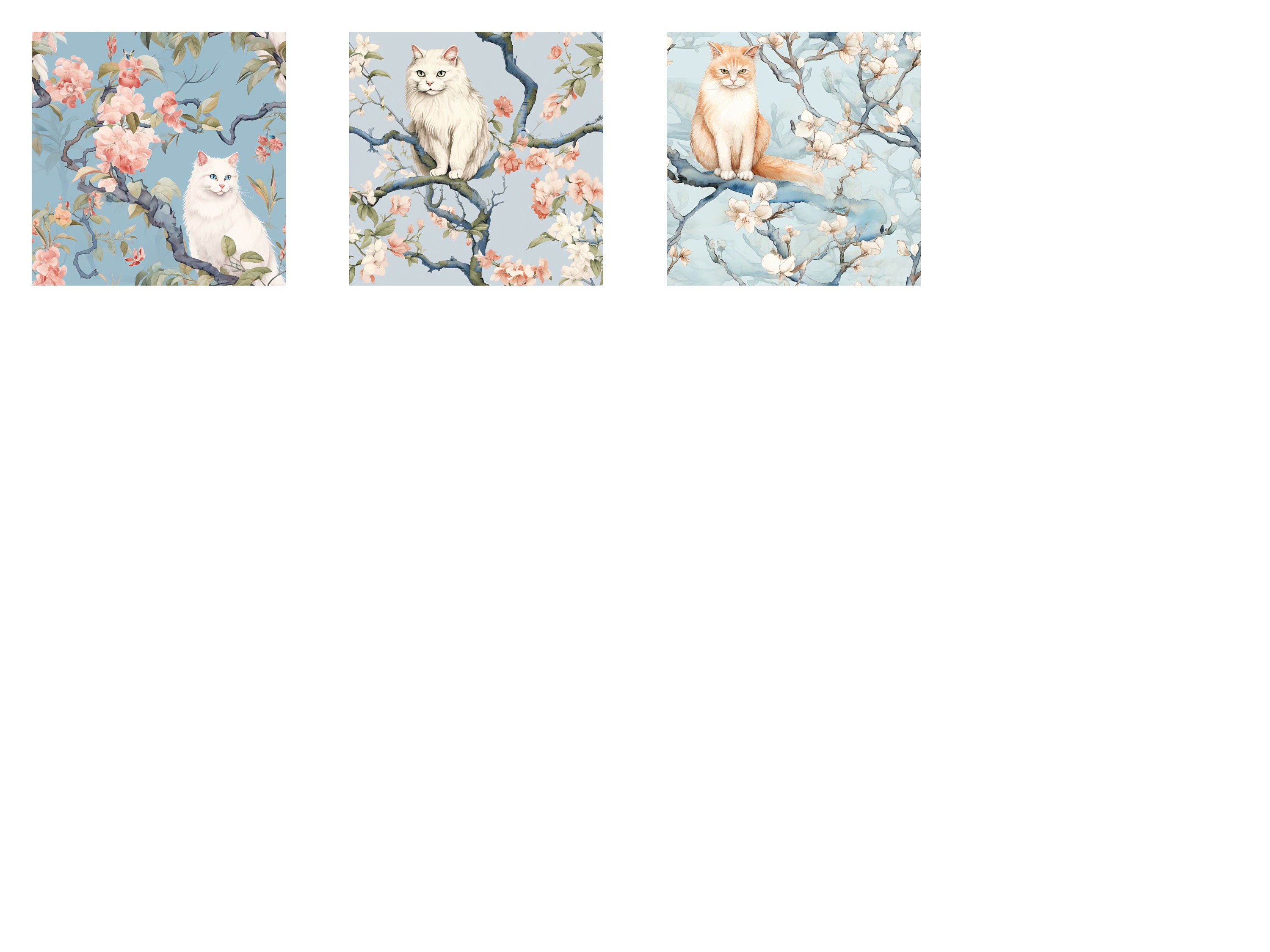 Seamless Chinoiserie Paper, Cat Seamless Pattern, Cat Wallpaper, Cat ...