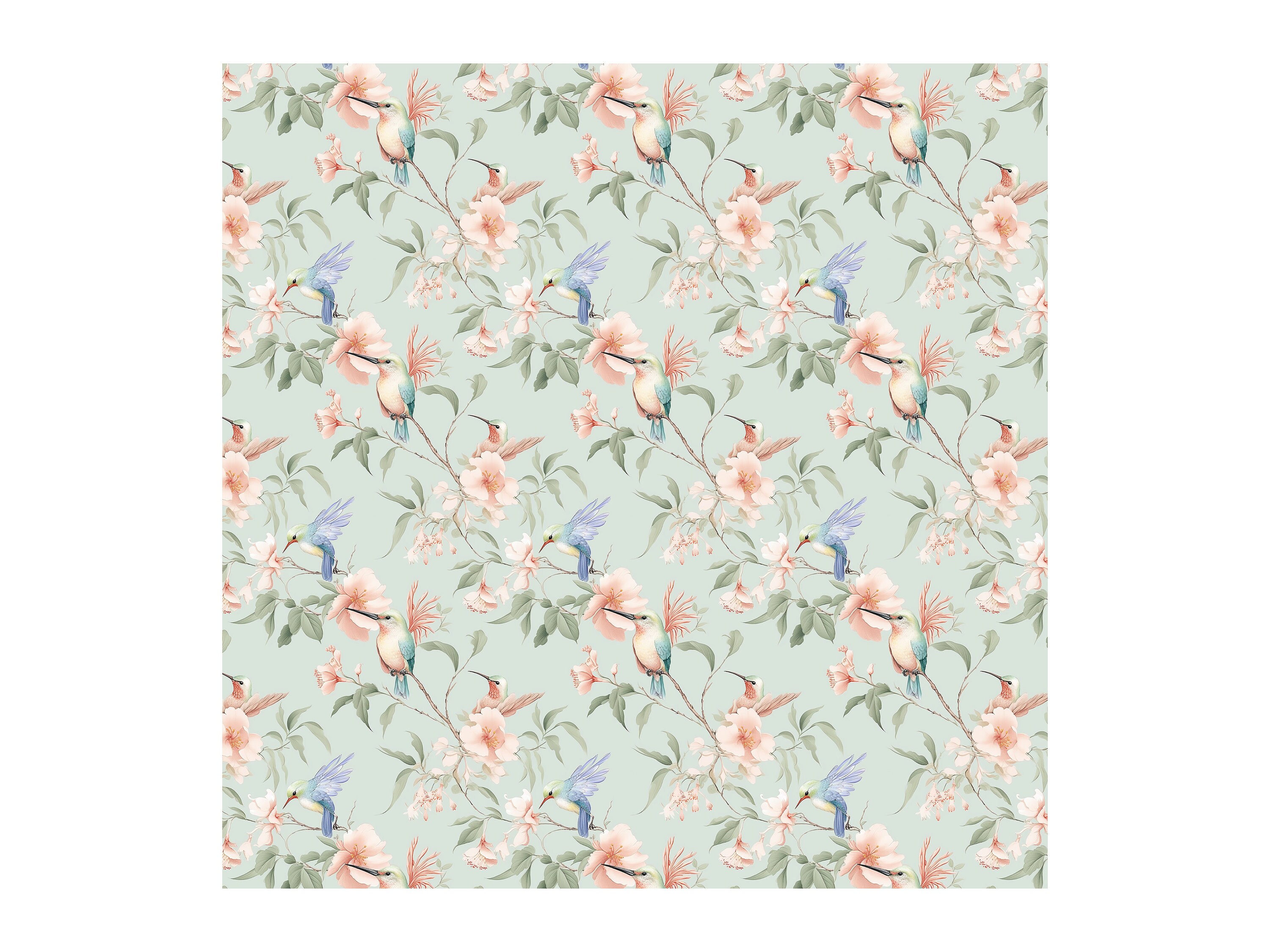 Chinoiserie Digital Paper Hummingbirds Seamless Pattern - Etsy