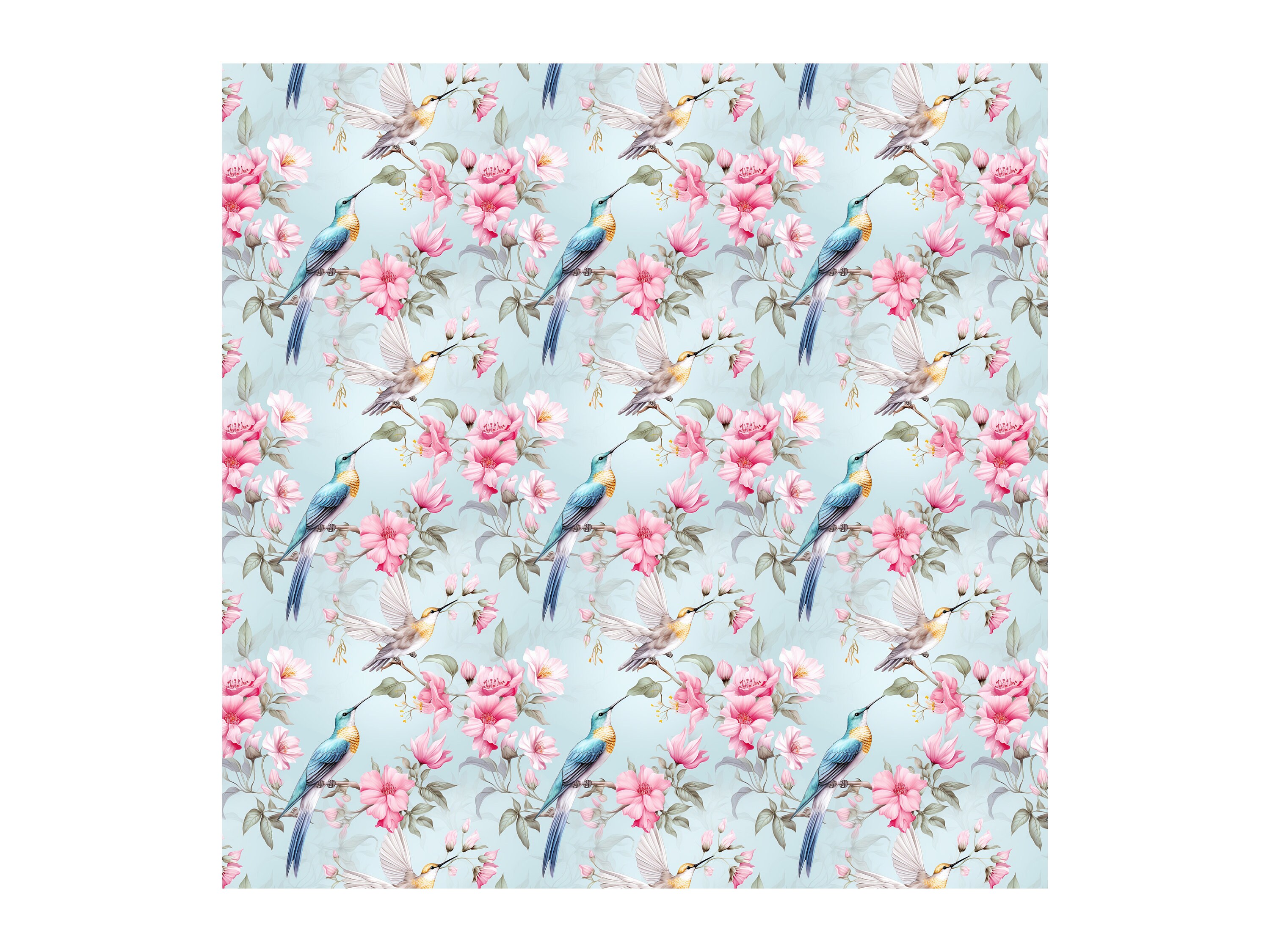 Chinoiserie Digital Paper Hummingbirds Seamless Pattern - Etsy
