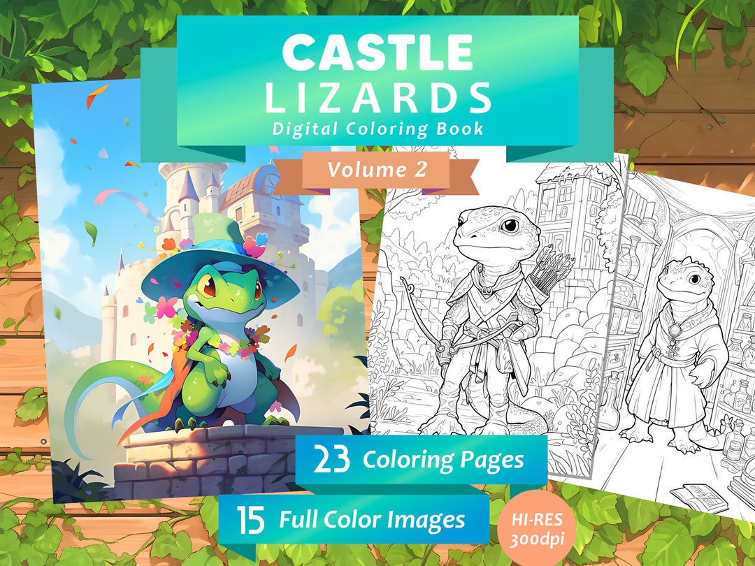 Fun Coloring Poster, Colouring Page Book, Castle Coloring Pages, Lizard ...