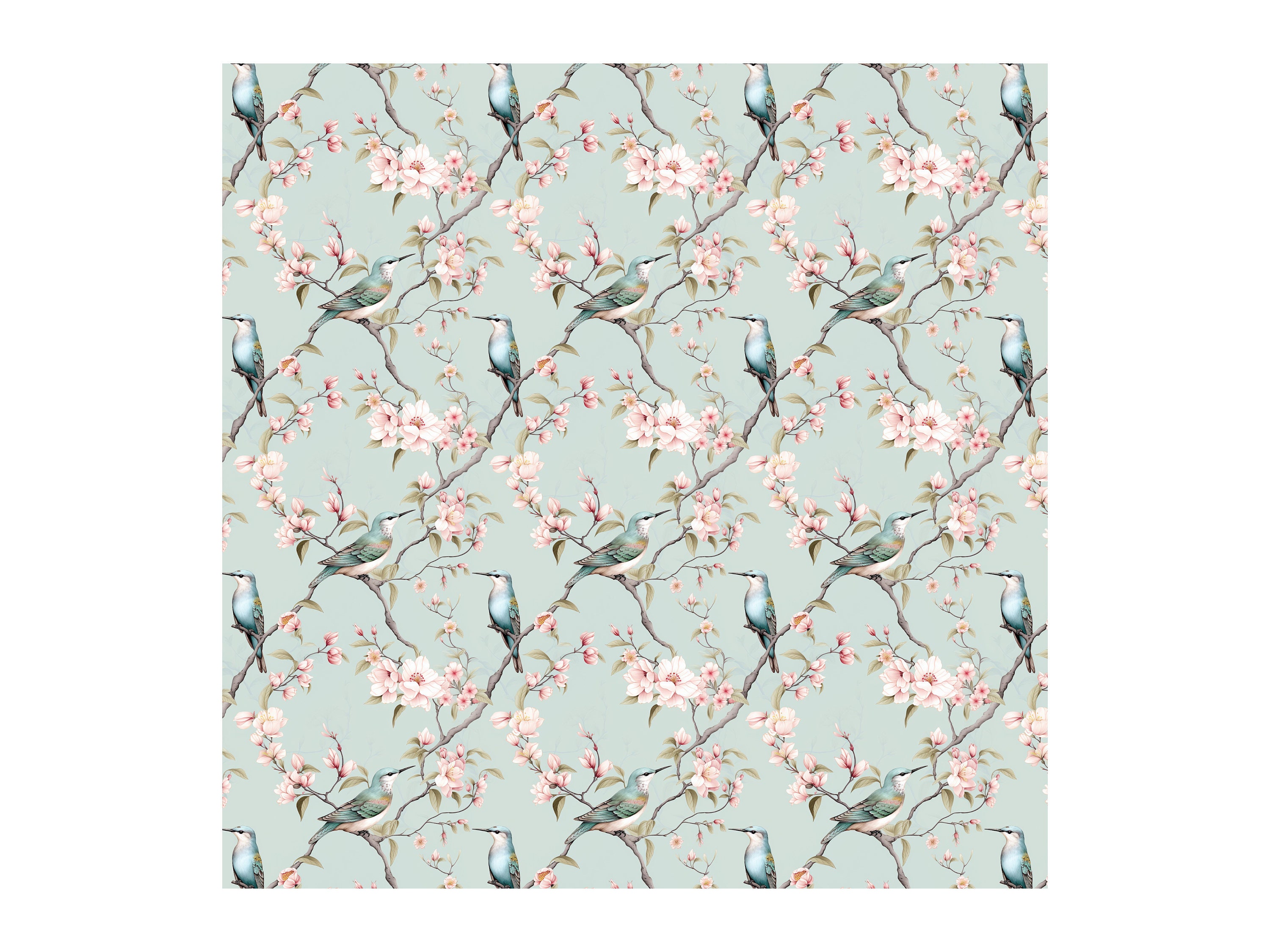 Chinoiserie Digital Paper Hummingbirds Seamless Pattern - Etsy