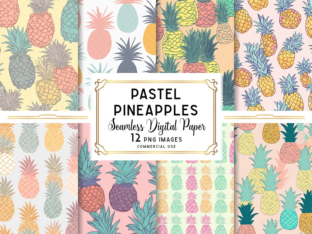 Pineapple Digital Paper, Pineapple Seamless Pattern, Tropical Fruit ...