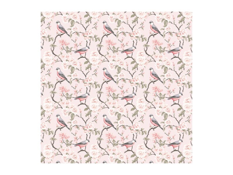 Chinoiserie Seamless Pattern, Chinoiserie Pink Digital Paper, Asian ...