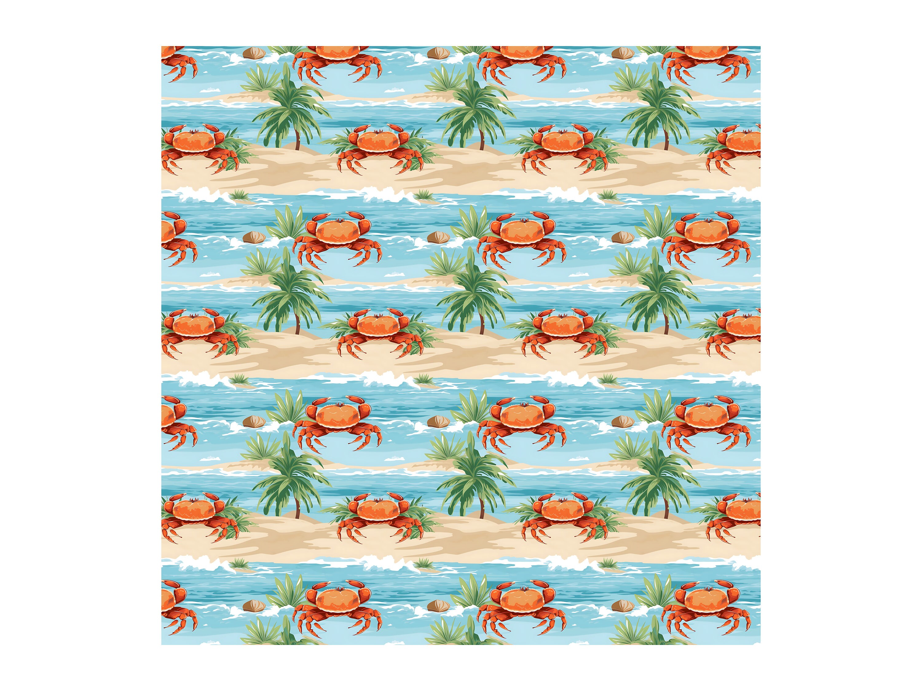 Crabs Digital Paper, Crabs Seamless Pattern, Tropical Ocean Design ...
