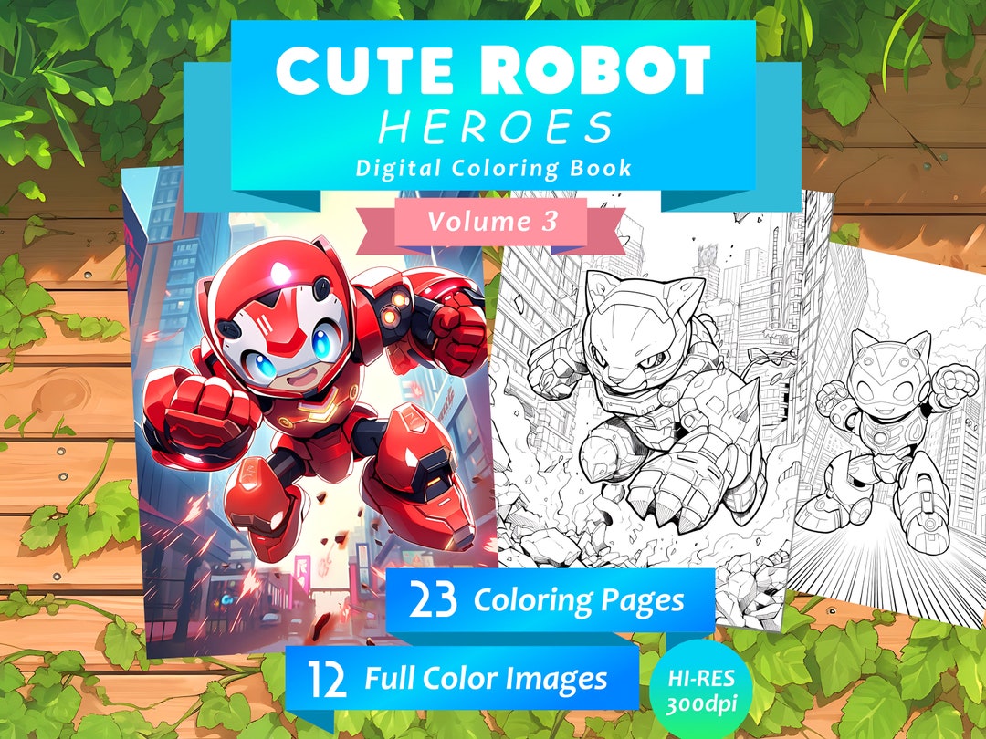 Robot Coloring Book Printable Cartoon Coloring Poster Digital Cartoon ...
