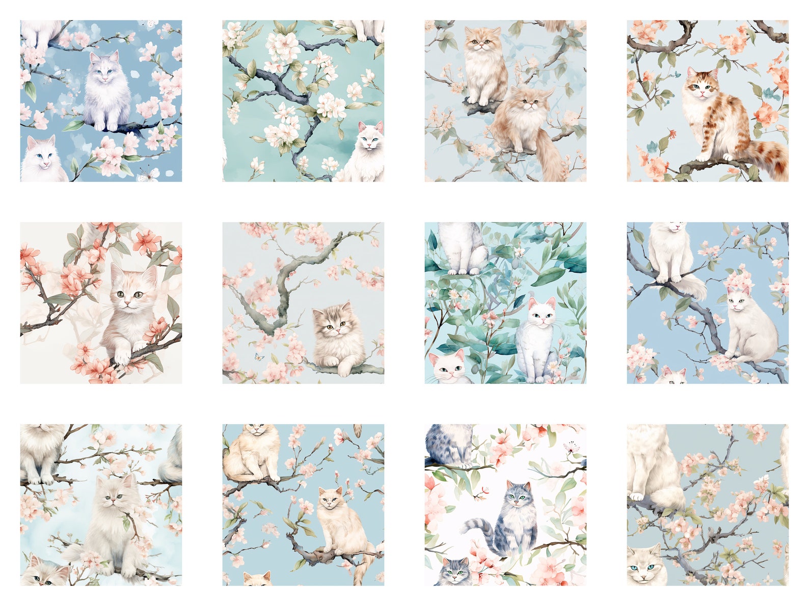 Seamless Chinoiserie Paper, Cat Seamless Pattern, Cat Wallpaper, Cat ...