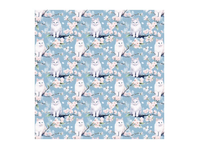Seamless Chinoiserie Paper, Cat Seamless Pattern, Cat Wallpaper, Cat ...