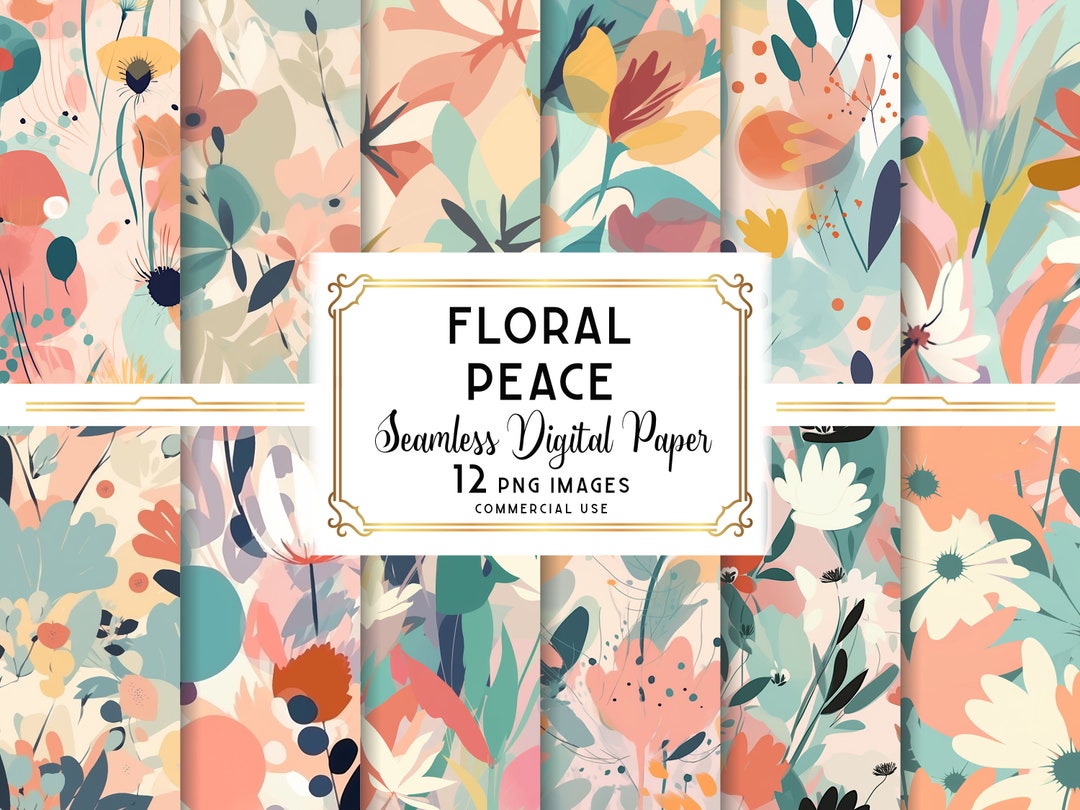 Abstract Flowers Digital Paper, Abstract Floral Seamless Pattern ...
