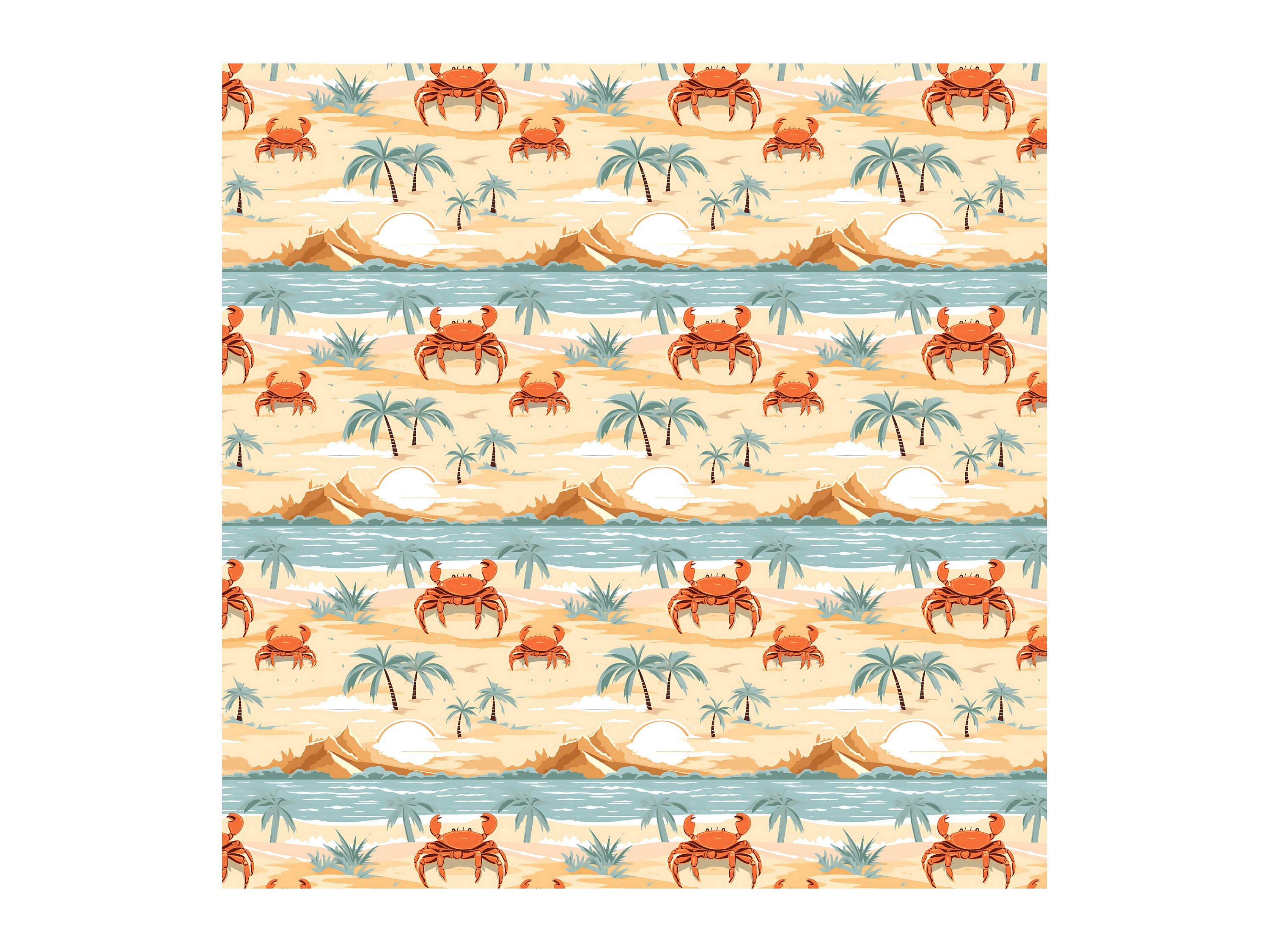 Crabs Digital Paper, Crabs Seamless Pattern, Tropical Ocean Design ...