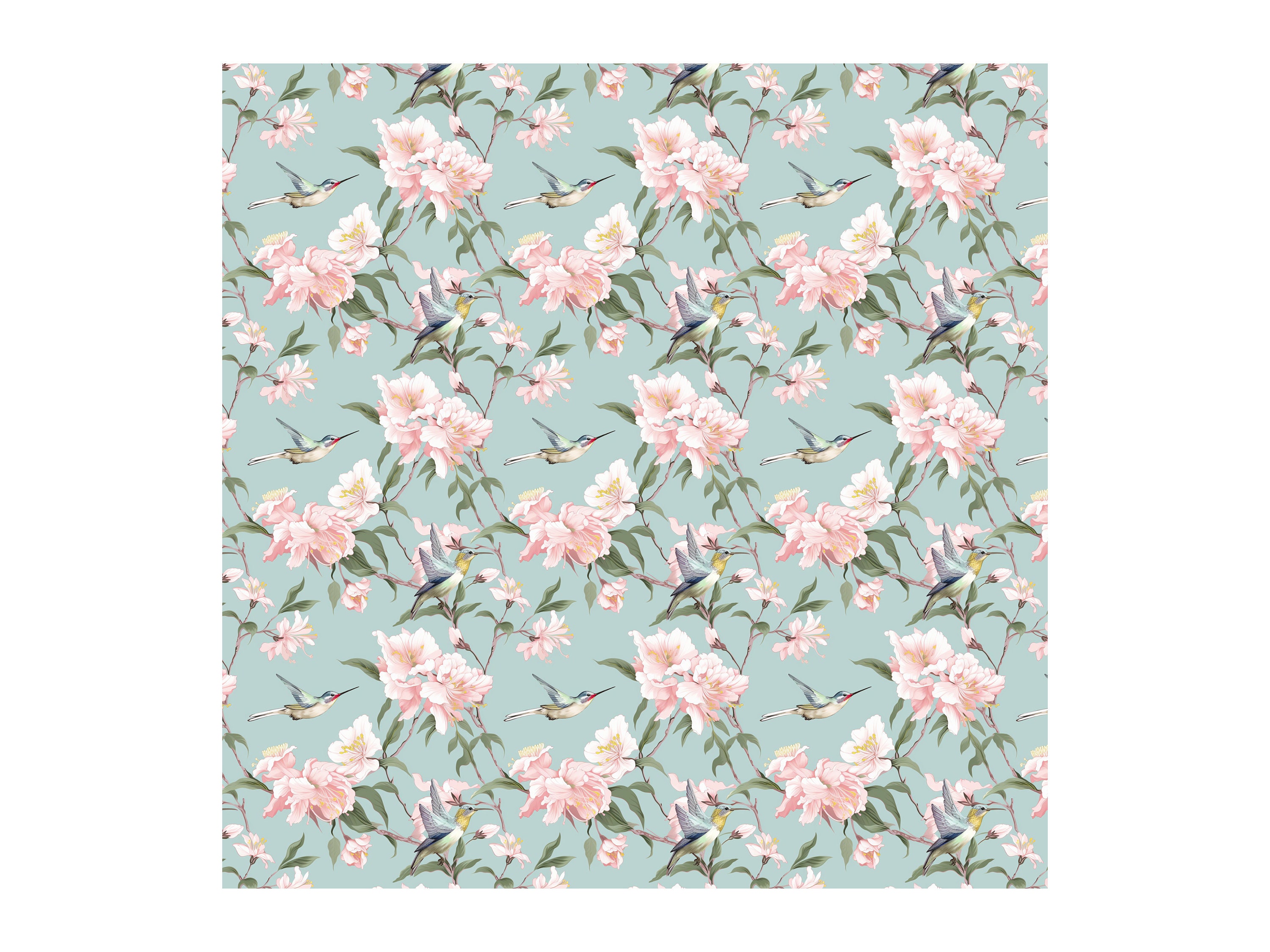 Chinoiserie Digital Paper Hummingbirds Seamless Pattern - Etsy