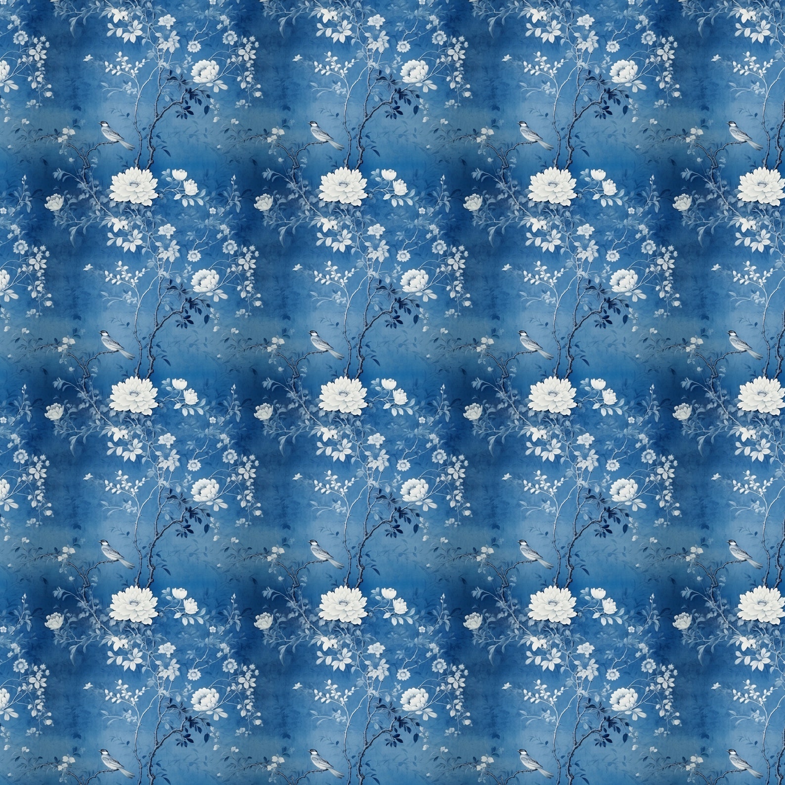 Indigo Chinoiserie Digital Paper, Ultramarine Asian Wallpaper Digital ...