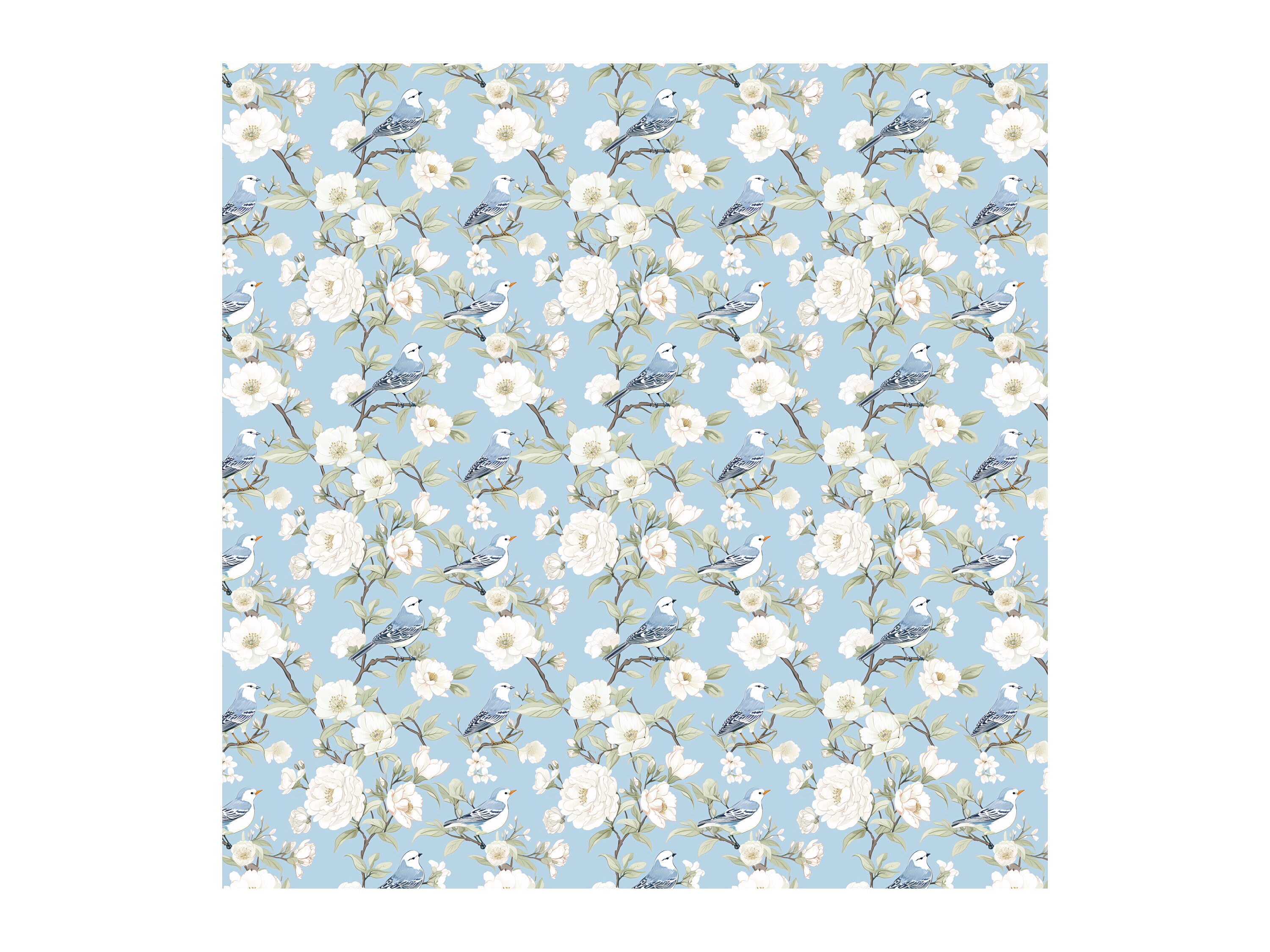 Seamless Chinoiserie Design Blue Chinoiserie Wallpaper - Etsy