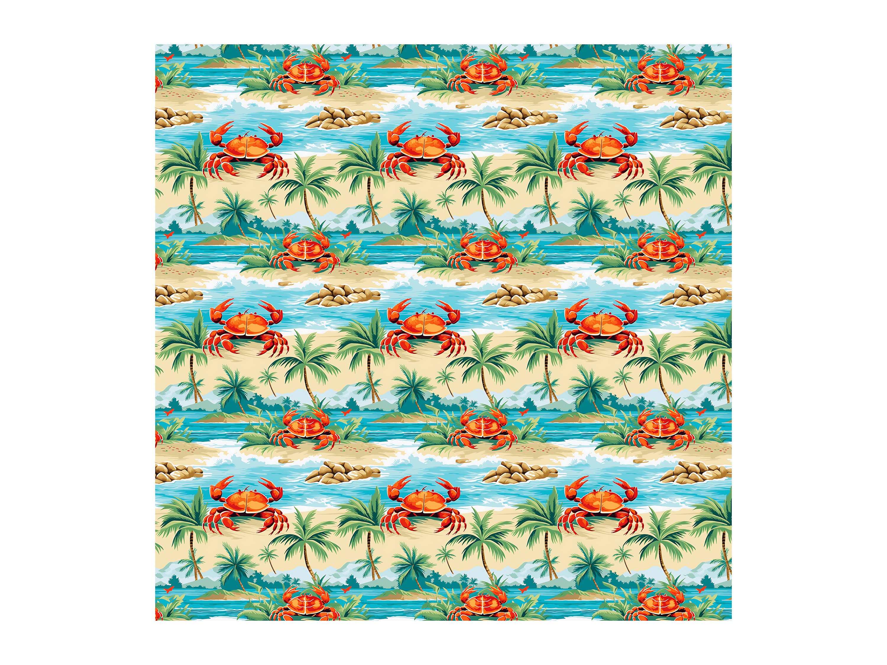 Crabs Digital Paper, Crabs Seamless Pattern, Tropical Ocean Design ...