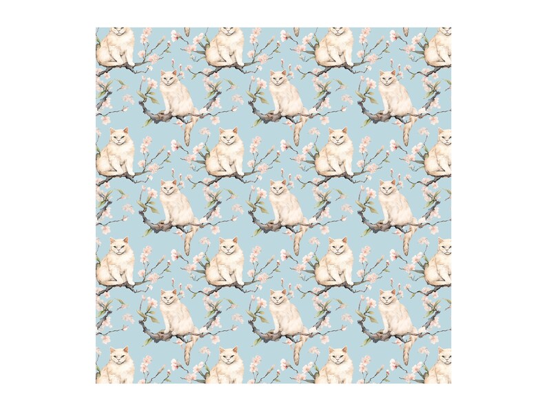 Seamless Chinoiserie Paper, Cat Seamless Pattern, Cat Wallpaper, Cat ...