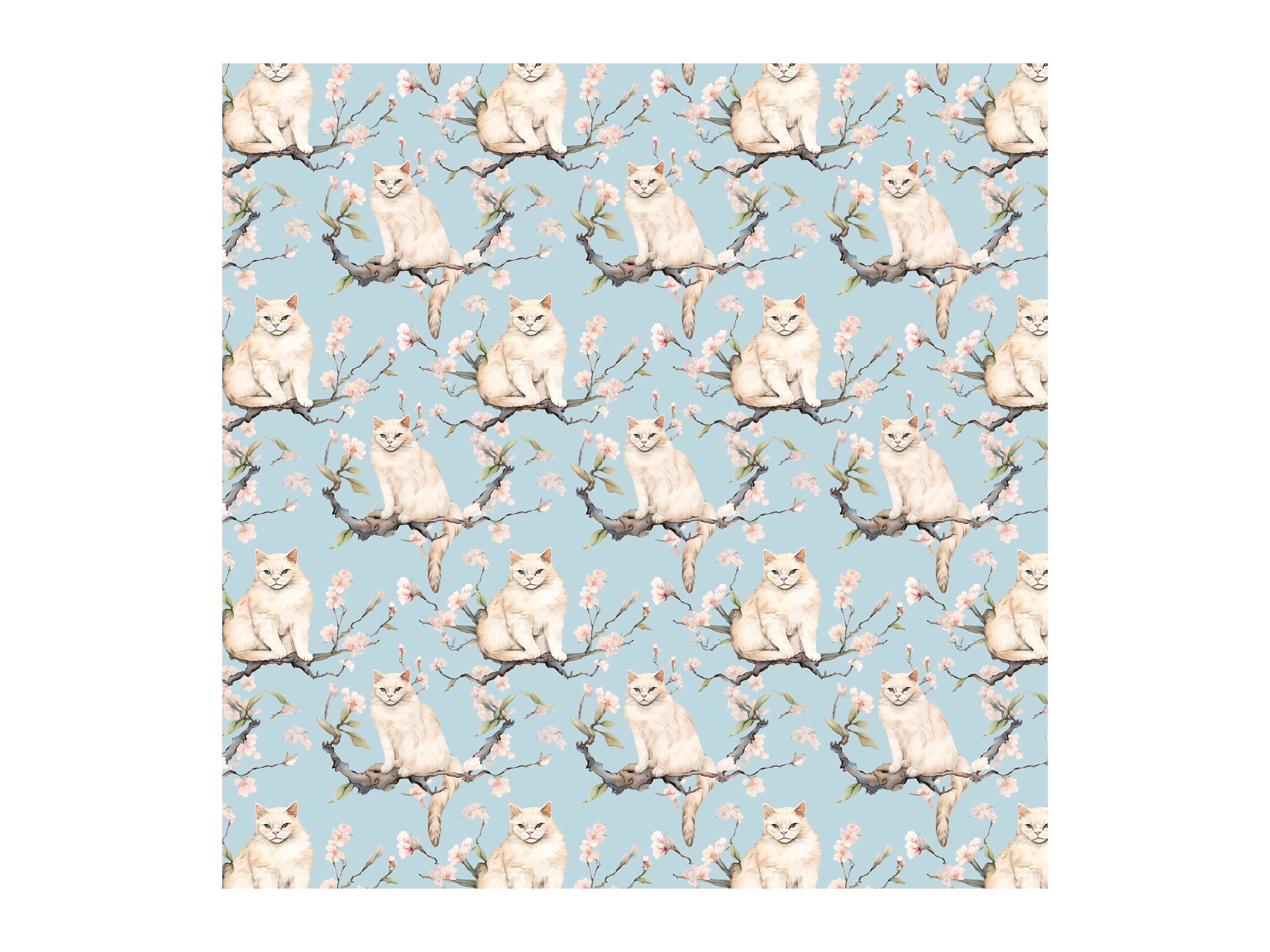 Seamless Chinoiserie Paper, Cat Seamless Pattern, Cat Wallpaper, Cat ...