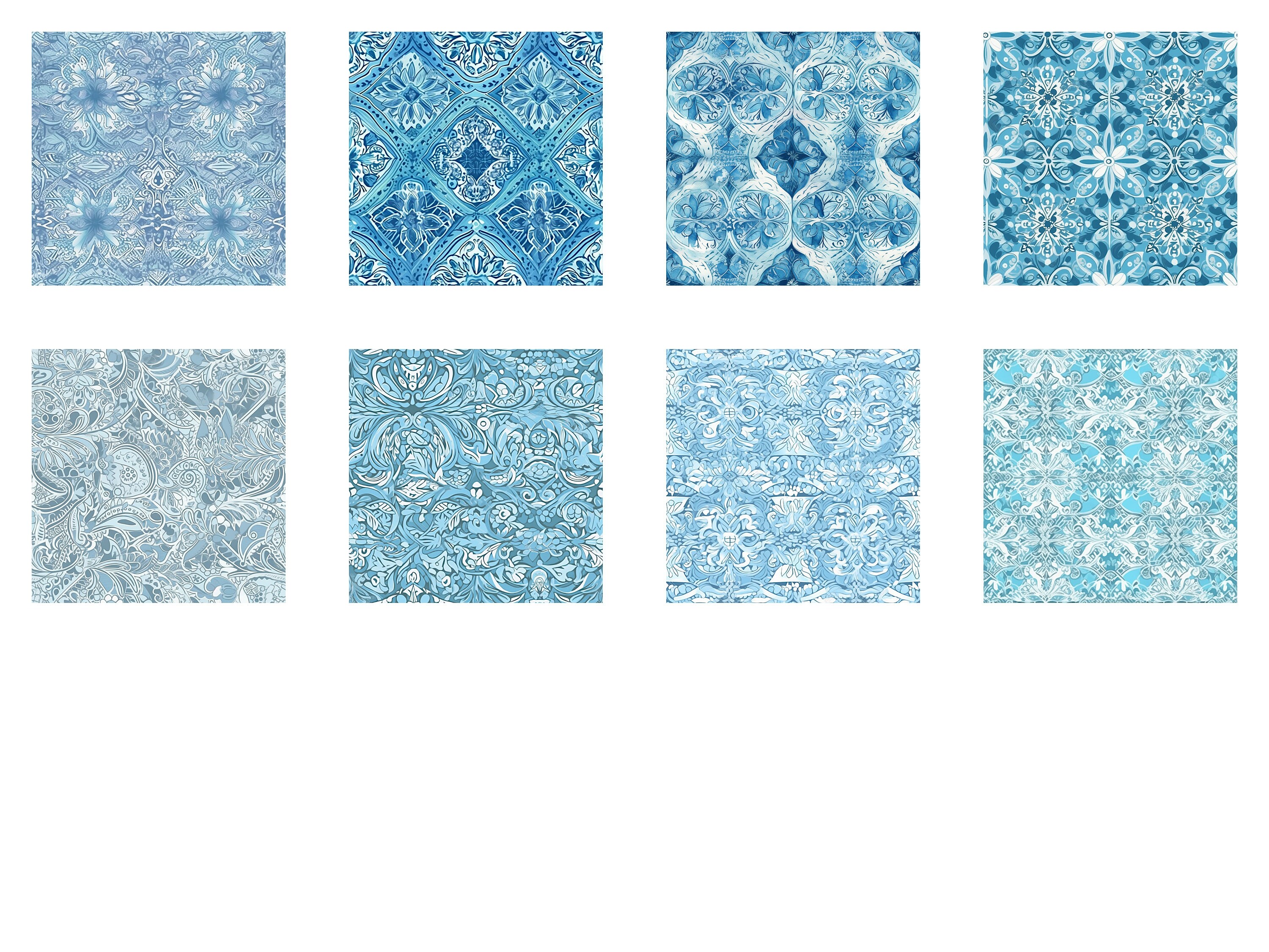 Blue Batik Digital Paper, Batik Seamless Pattern, Traditional ...