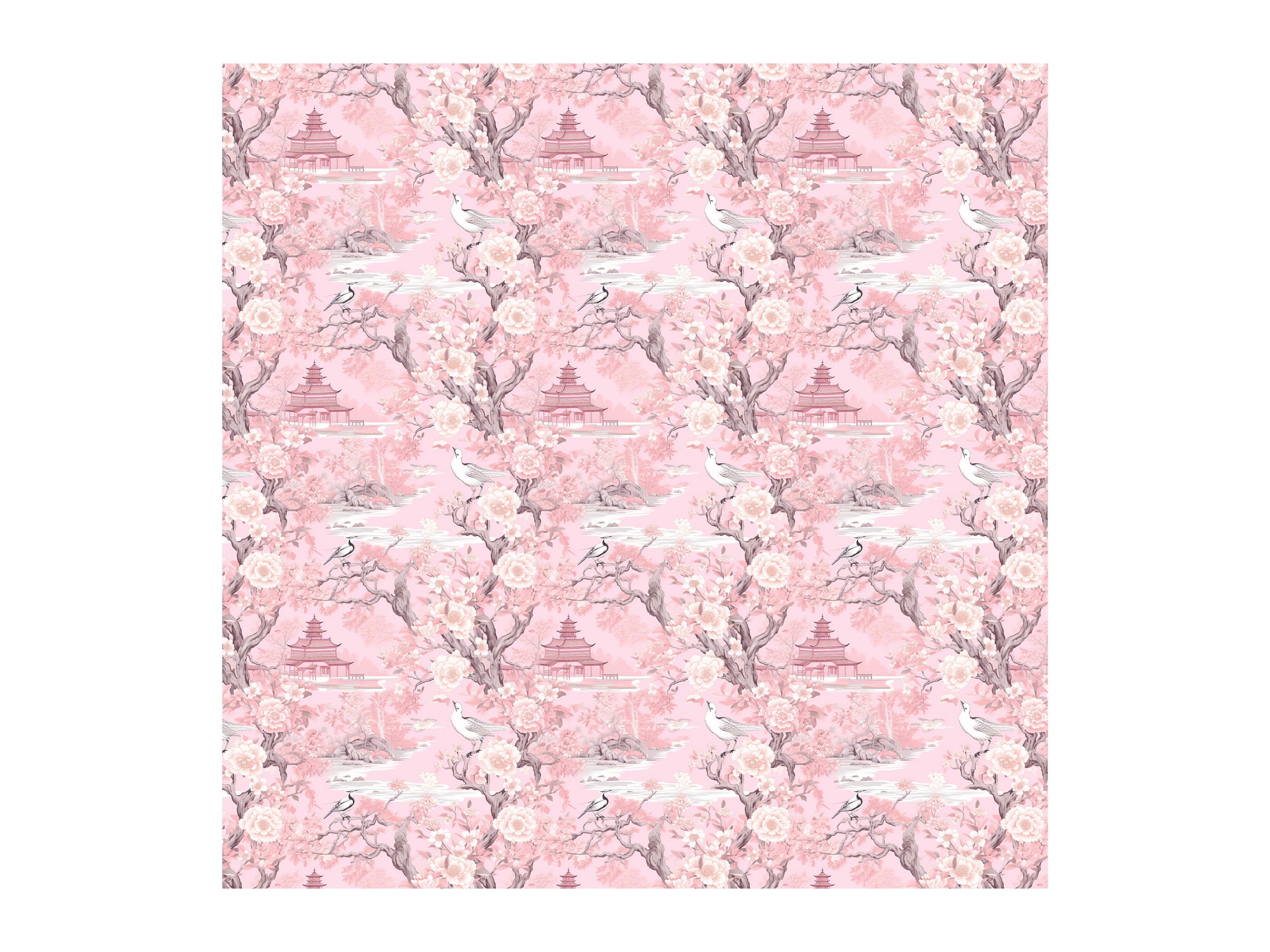 Chinoiserie Seamless Pattern, Chinoiserie Pink Digital Paper, Asian ...