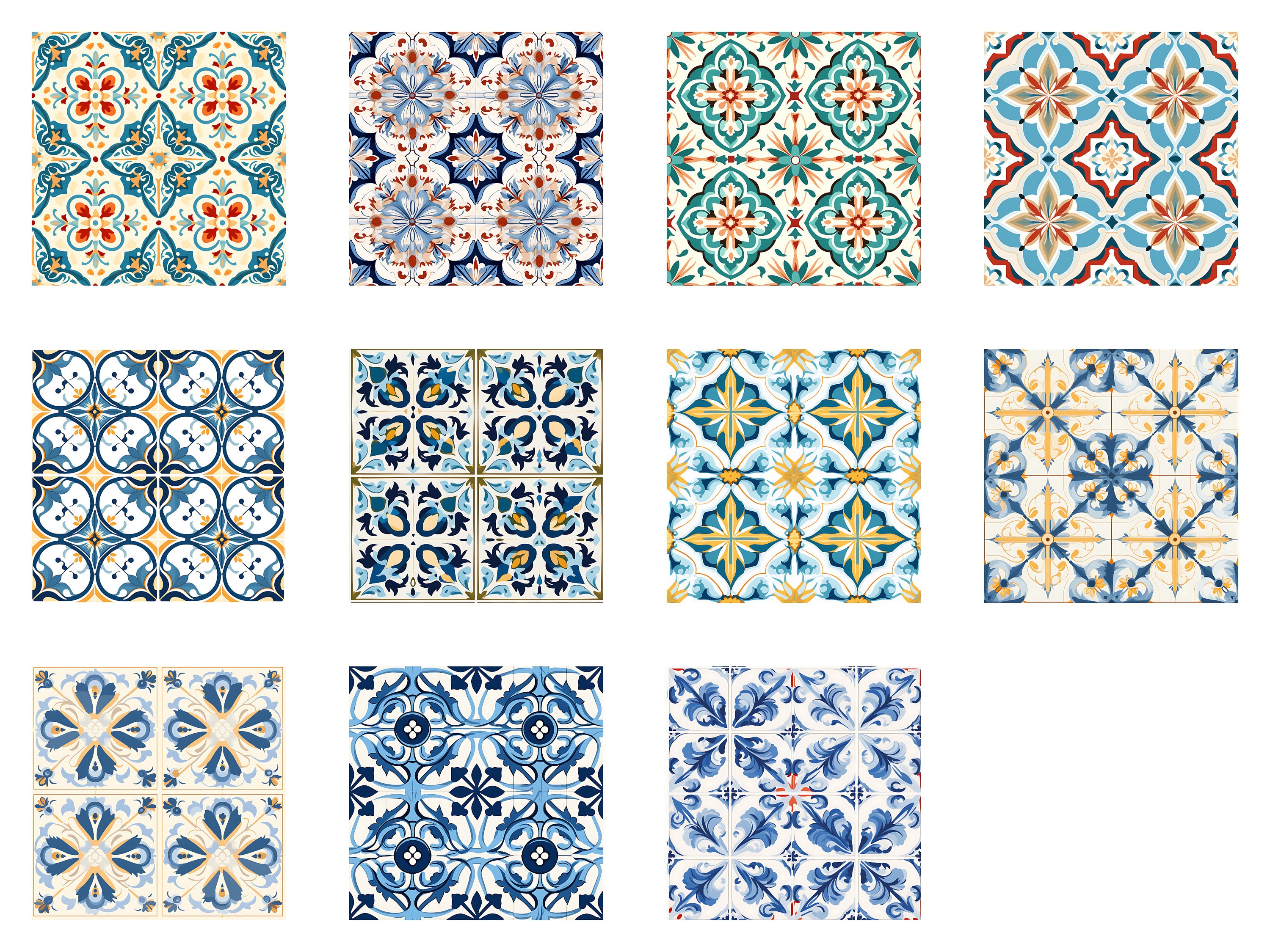 Spanish Tiles Digital Paper, Mediterranean Tiles Seamless Pattern ...