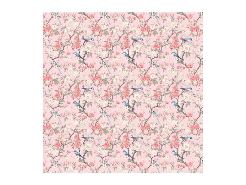 Chinoiserie Seamless Pattern, Chinoiserie Pink Digital Paper, Asian ...