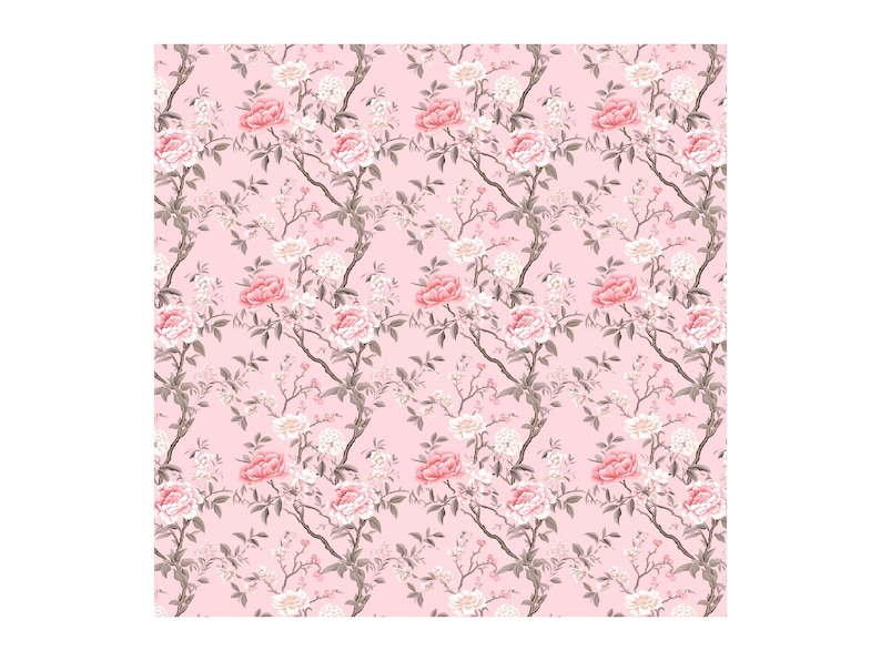 Chinoiserie Seamless Pattern, Chinoiserie Pink Digital Paper, Asian ...