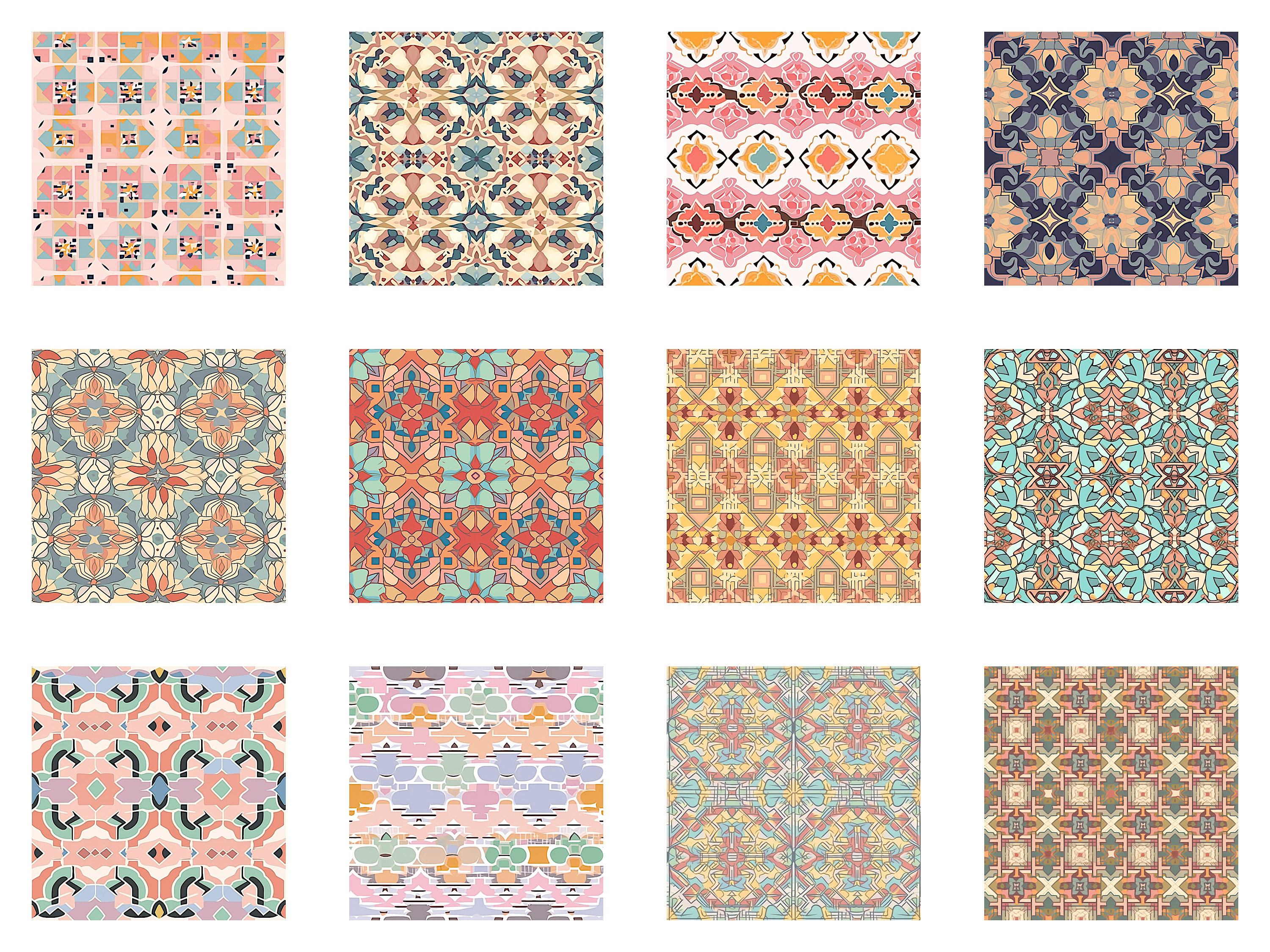 Summer Batik Digital Paper, Batik Seamless Design, Warm Color Patterns ...