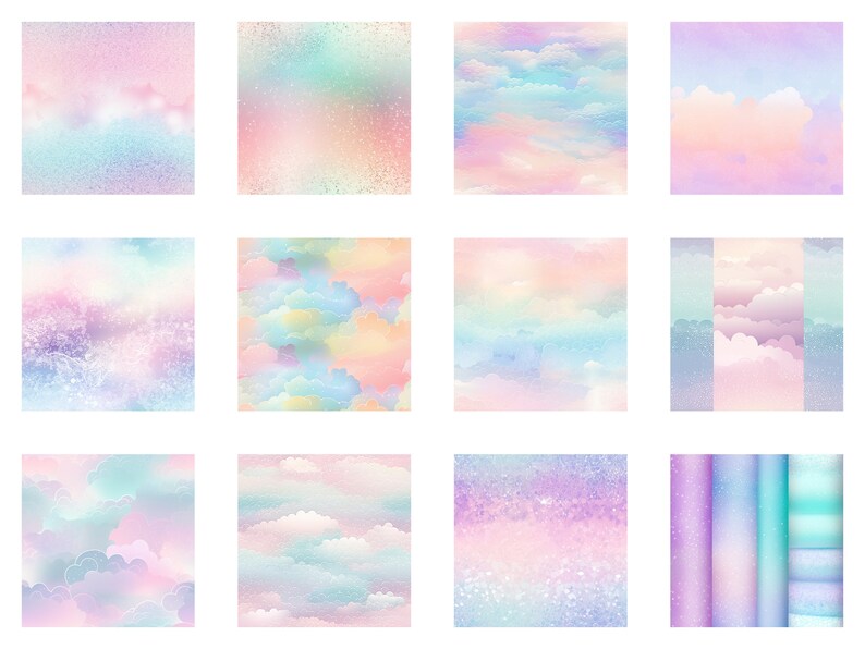 Pastel Digital Paper, Pastel Gradient Seamless Pattern, Sea Foam ...