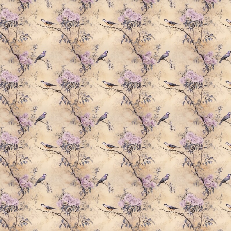 Chinoiserie Lavender Digital Paper, Lilac Asian Wallpaper Digital ...