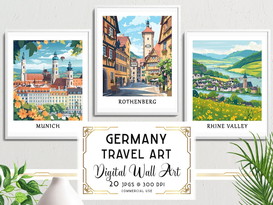 Germany Travel Posters Art Pack, Vintage Travel Art, Munich, Berlin ...
