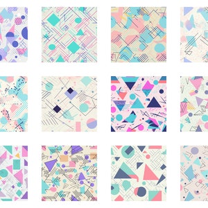 90's Retro Digital Paper, 1990s Seamless Pattern, Pastel Retro Geometry ...