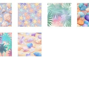 Tropical Beach Digital Paper Pack, Summer Beach Seamless Pattern ...