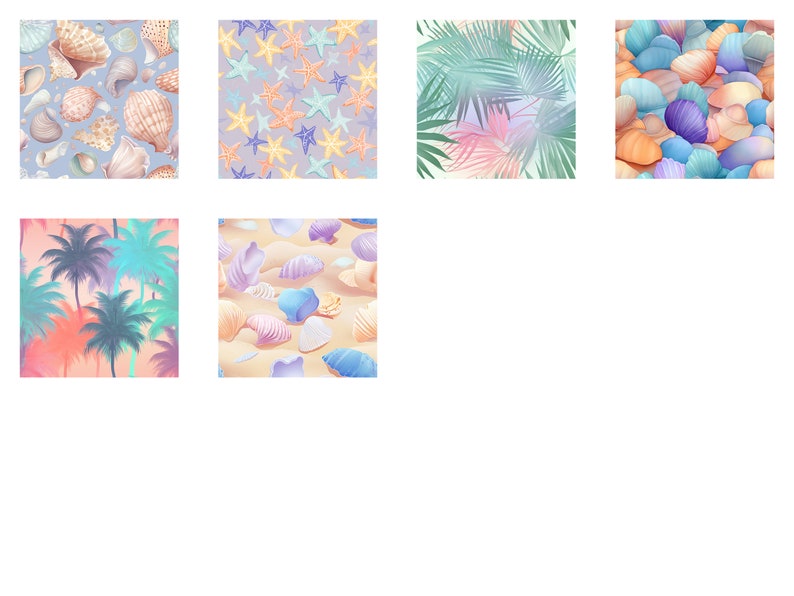 Tropical Beach Digital Paper Pack, Summer Beach Seamless Pattern ...