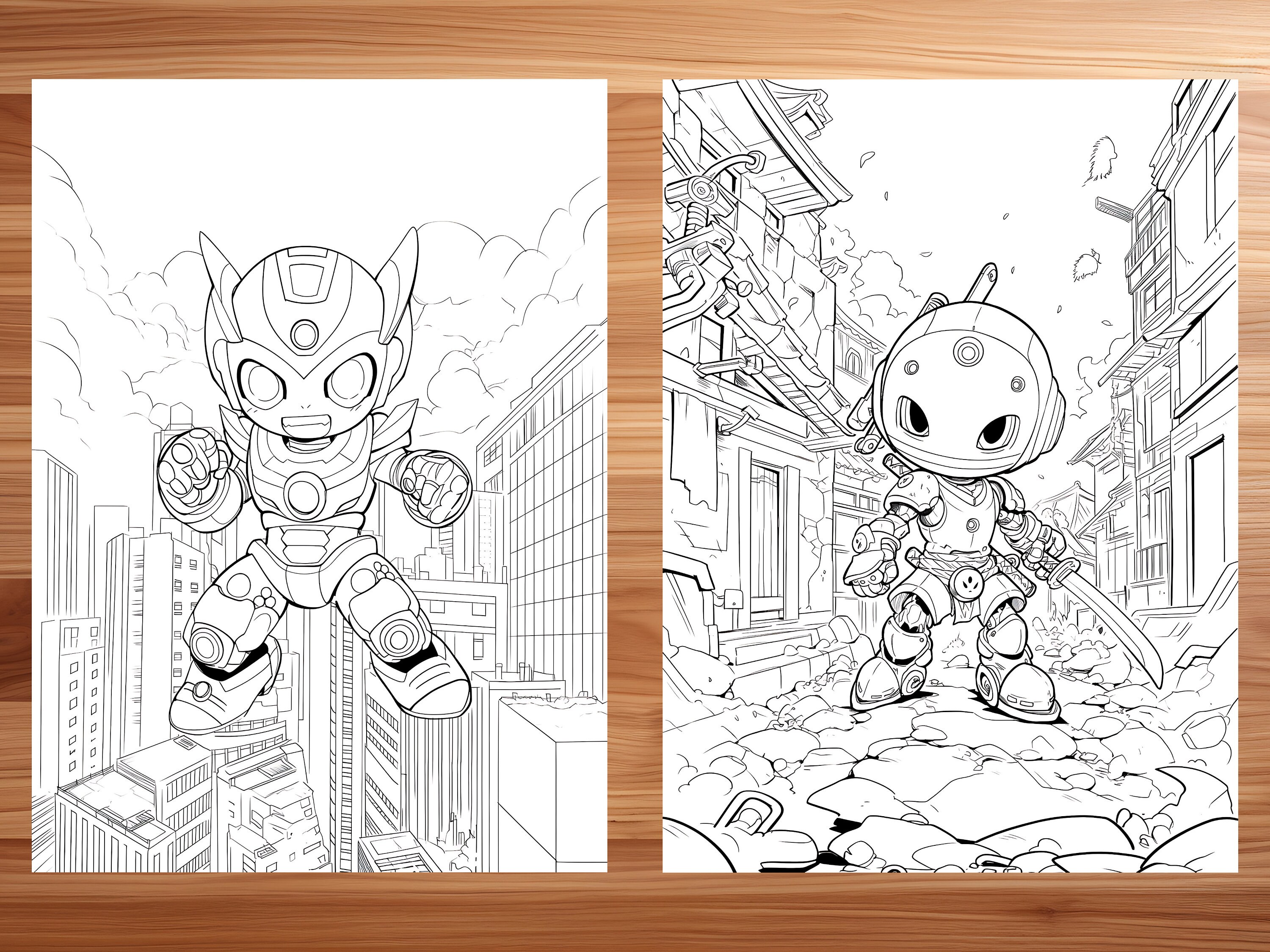 Robot Coloring Book Printable Cartoon Coloring Poster Digital - Etsy