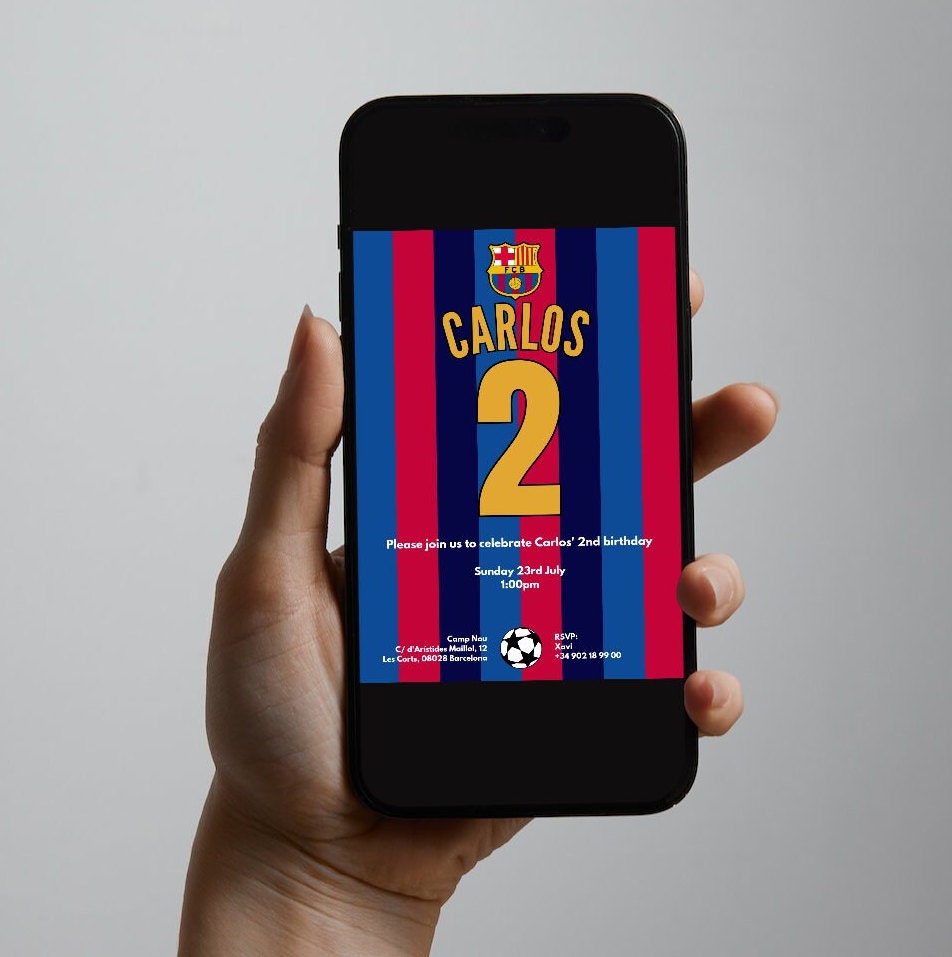 FC Barcelona Theme Birthday Invitation (digital Download) - Etsy