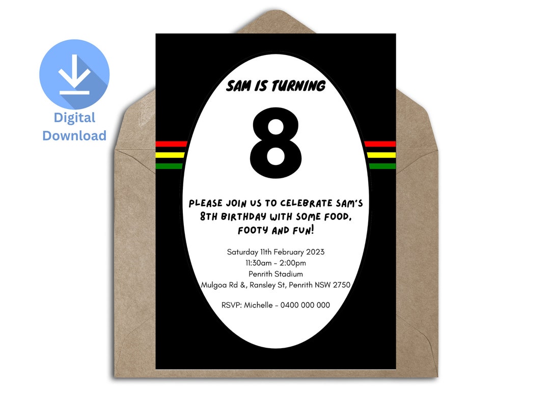 Penrith Panthers NRL Theme Birthday Invitation (digital Download) - Etsy