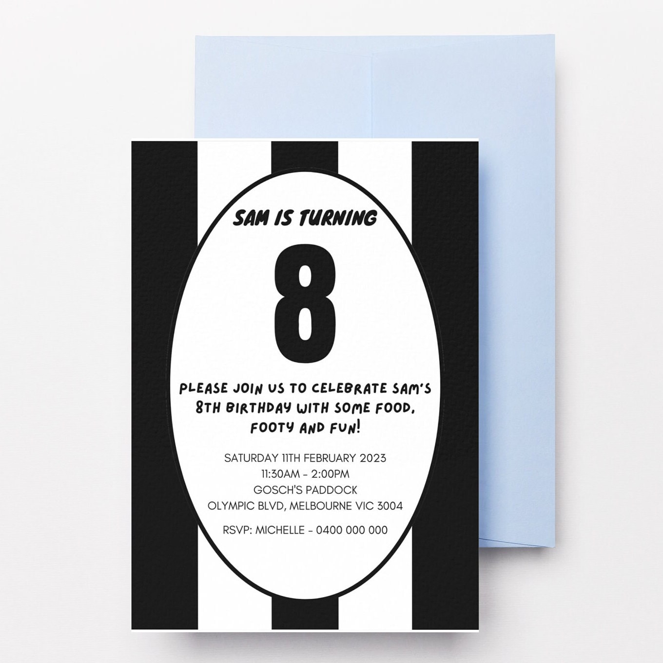 Collingwood AFL Theme Birthday Invitation digital Download - Etsy
