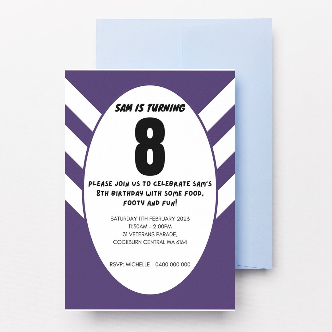 Fremantle AFL Theme Birthday Invitation digital Download - Etsy