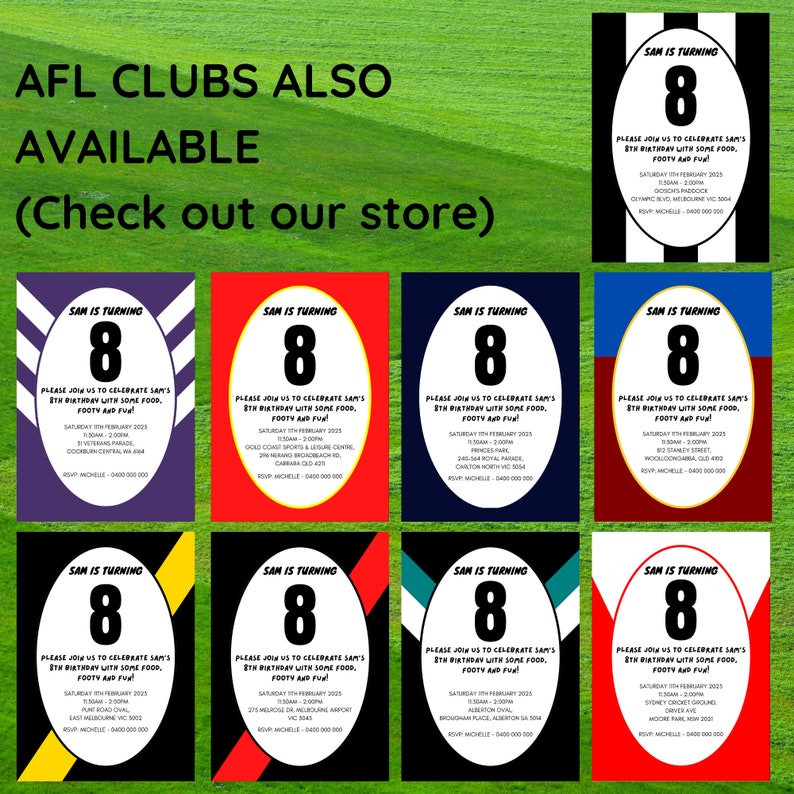 Sydney Roosters NRL Theme Birthday Invitation digital - Etsy