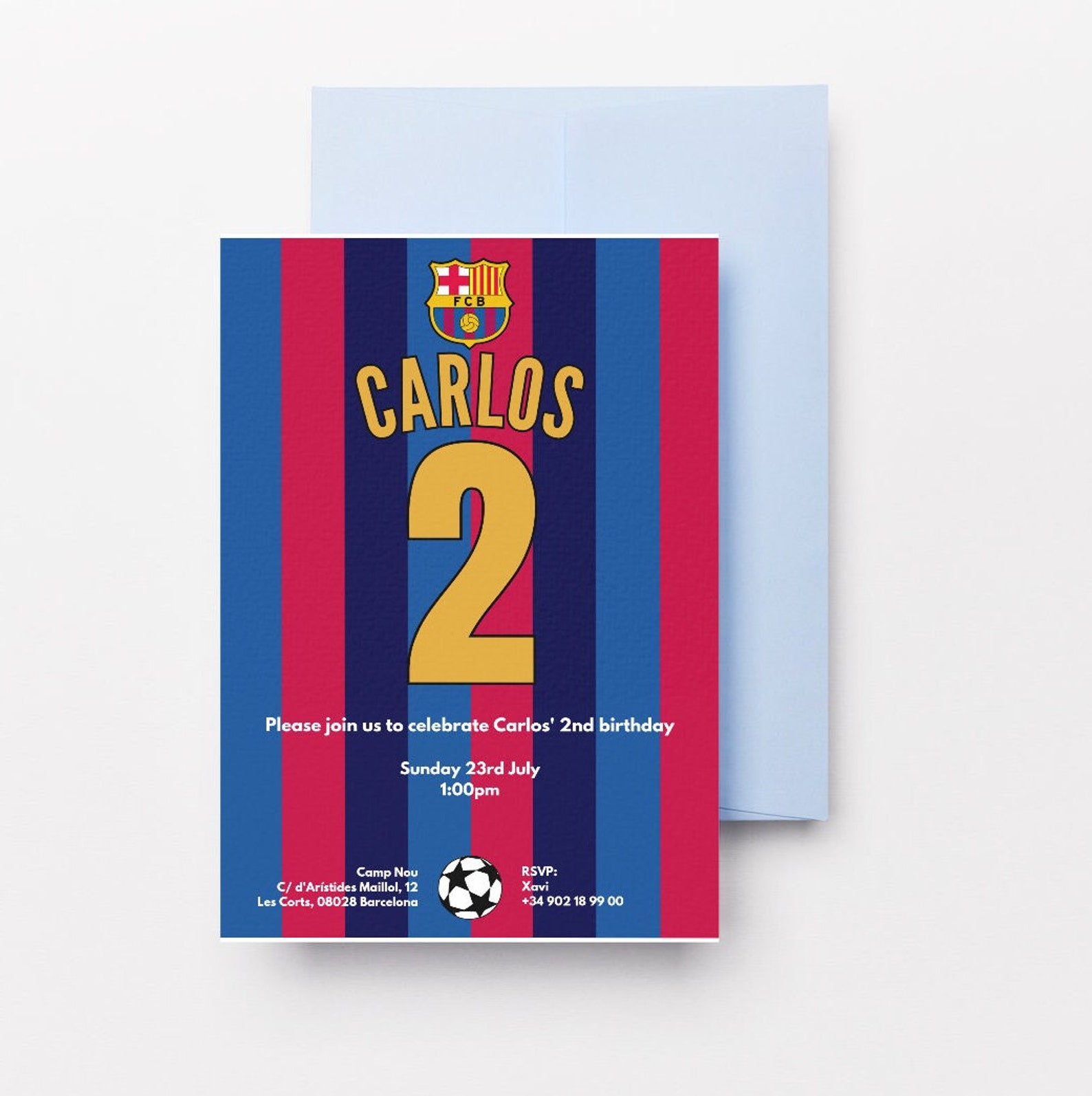 FC Barcelona Theme Birthday Invitation (digital Download) - Etsy