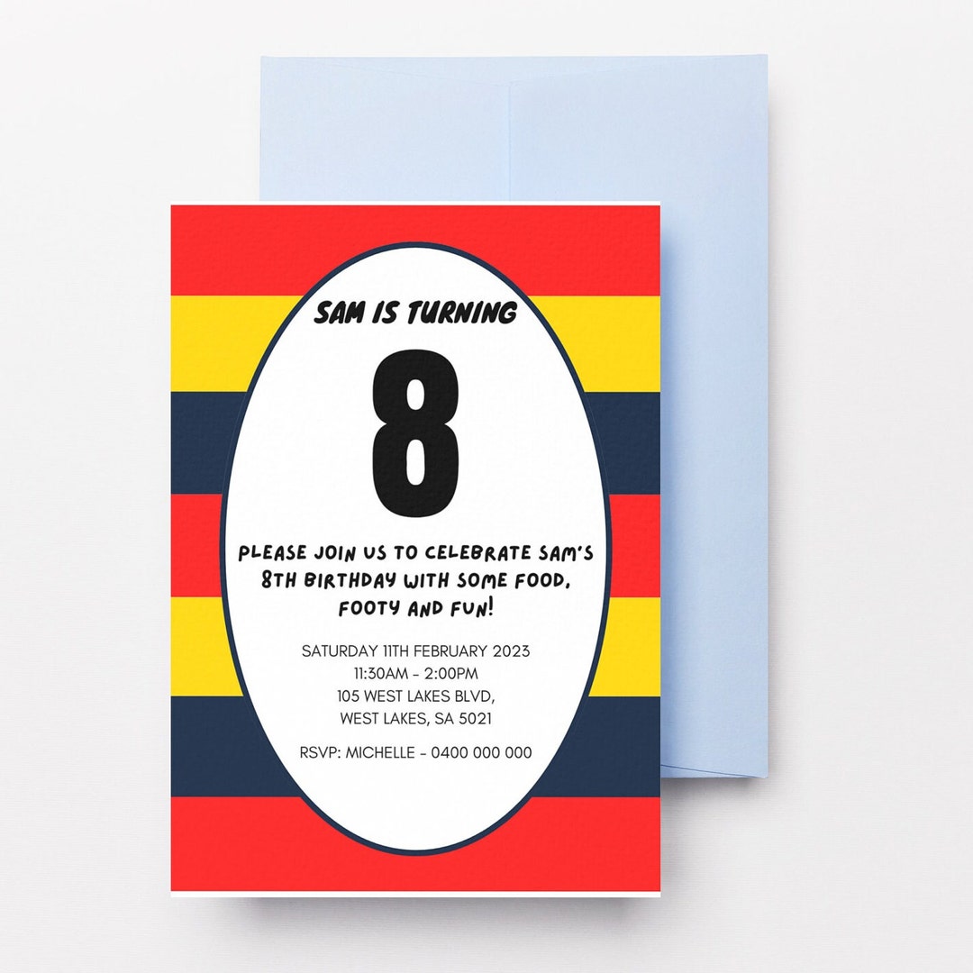 Adelaide AFL Theme Birthday Invitation digital Download - Etsy