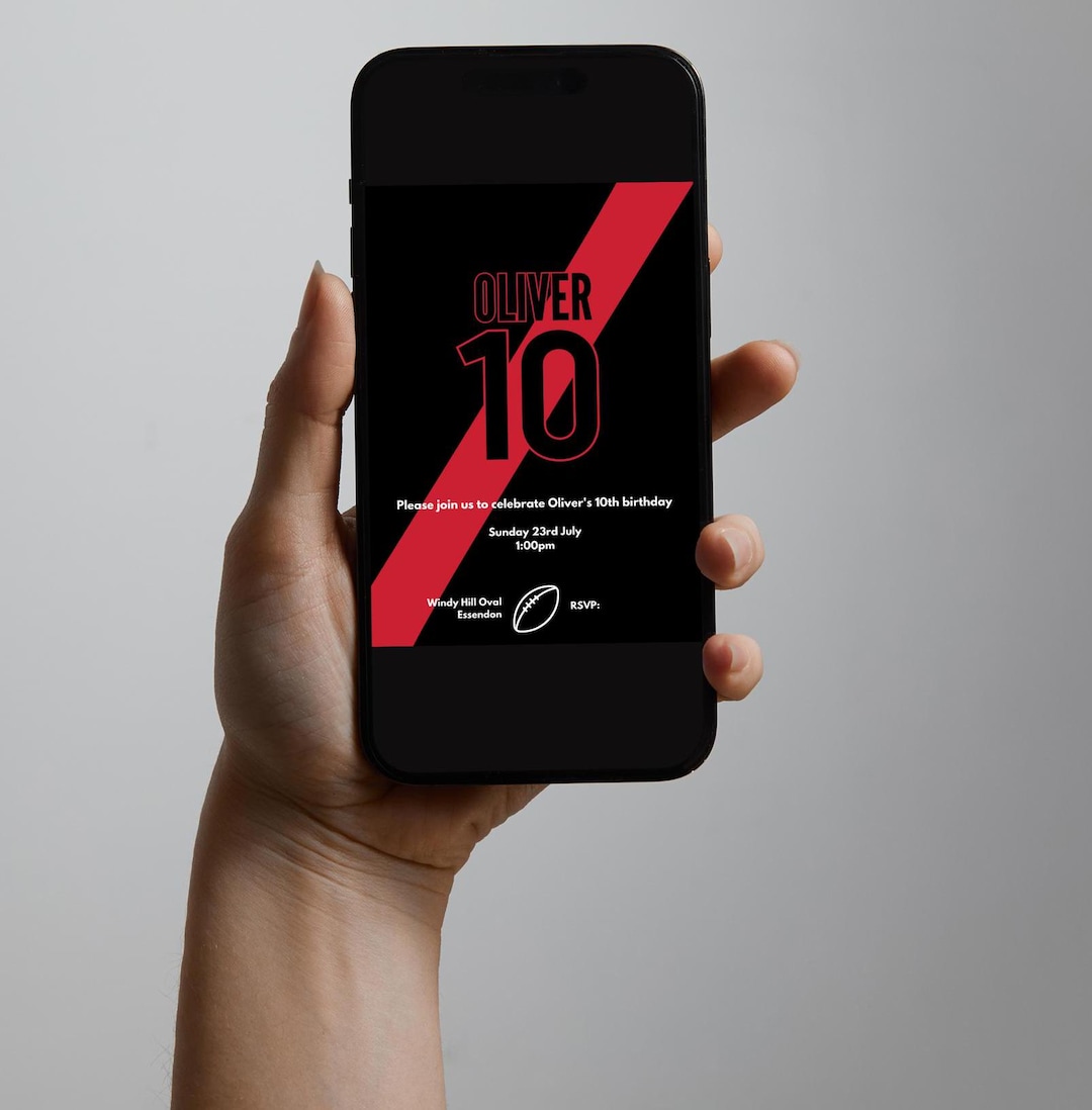 Essendon AFL Theme Birthday Invitation (digital Download) - Etsy