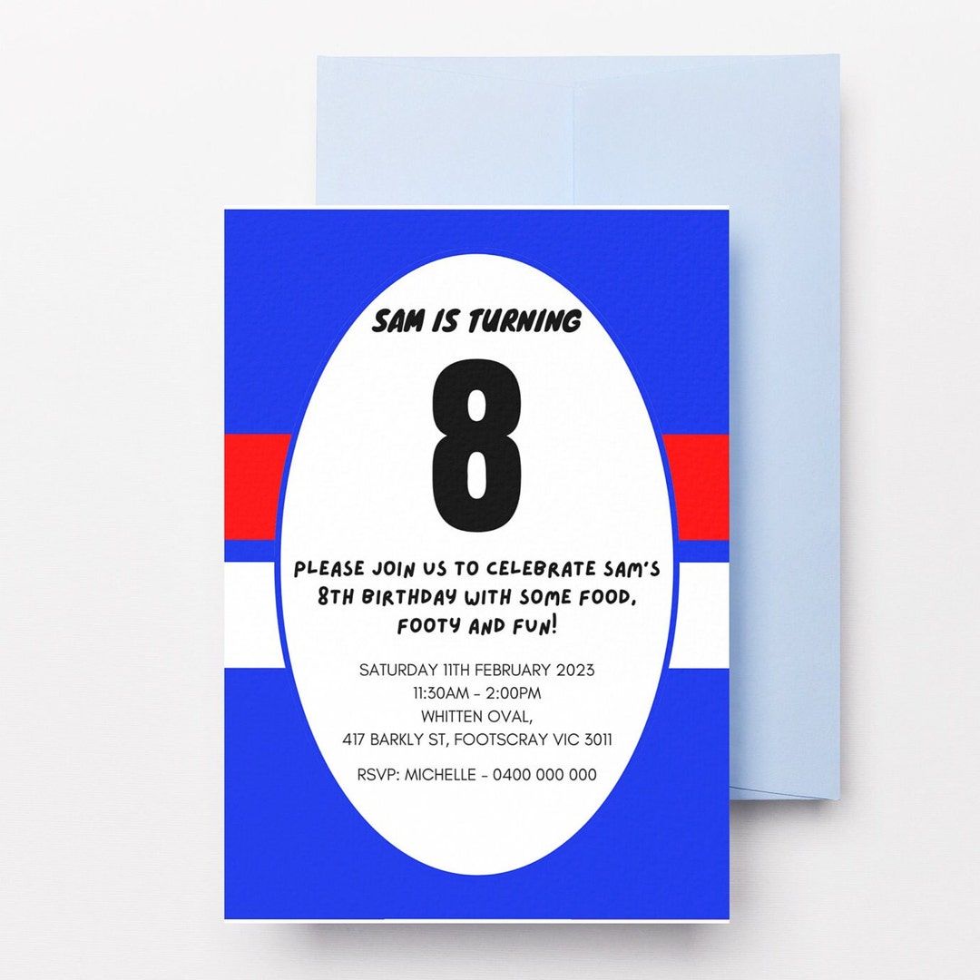 Western Bulldogs AFL Theme Birthday Invitation digital Download - Etsy