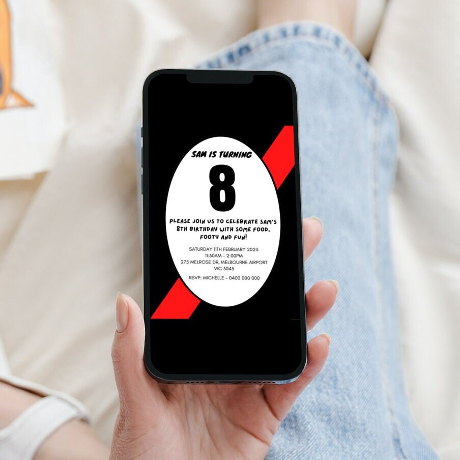 Essendon AFL Theme Birthday Invitation digital Download - Etsy Australia